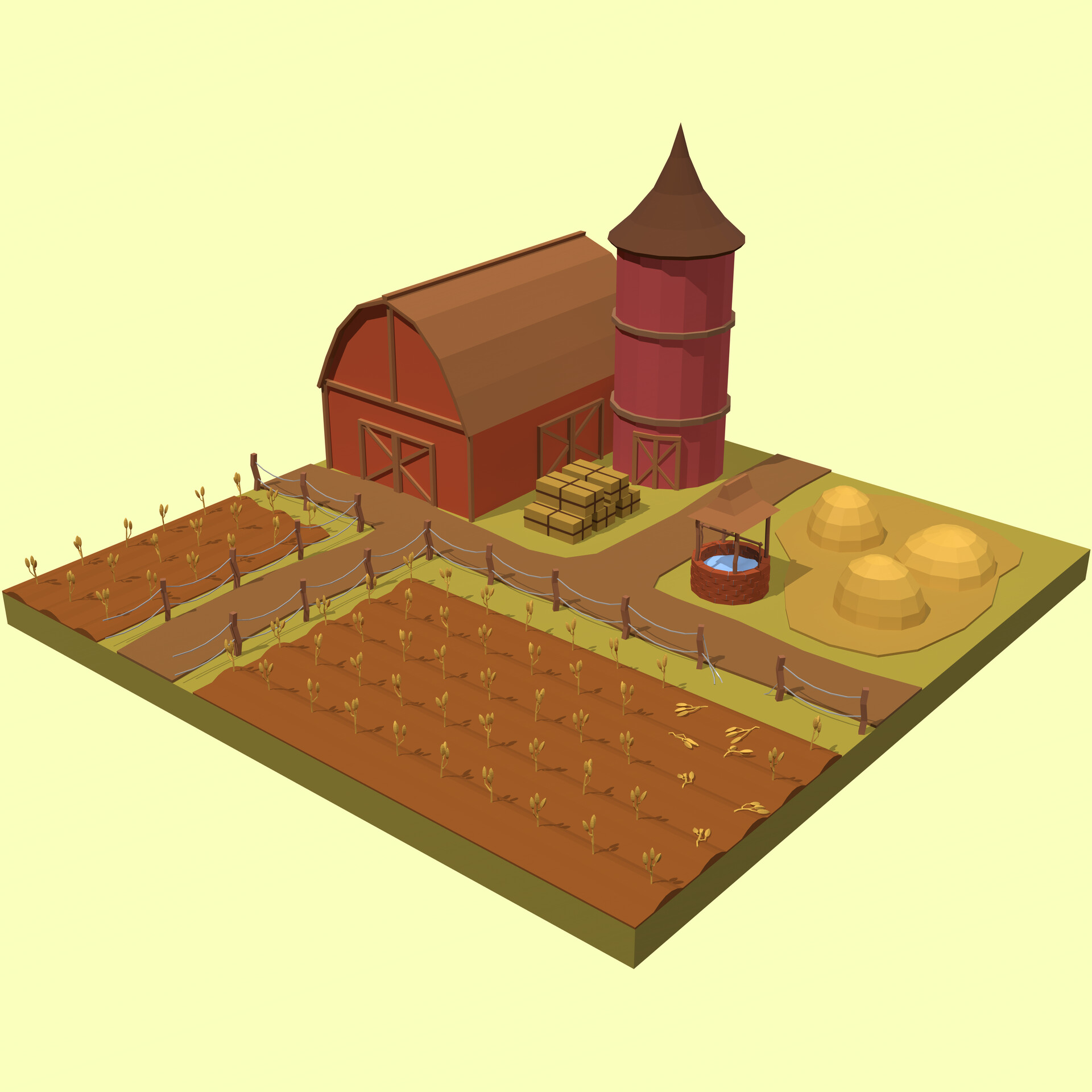 ArtStation - Low Poly - Isometric farm