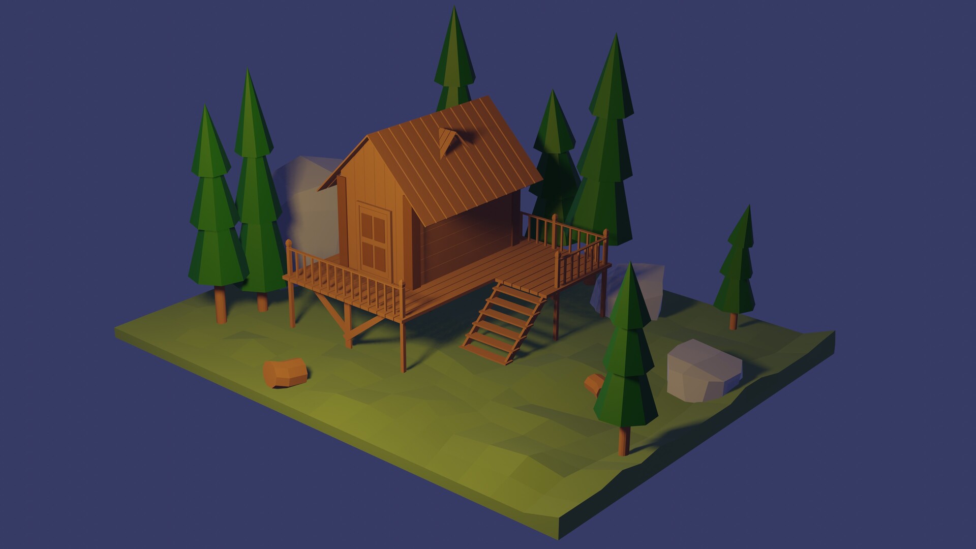 ArtStation - Low Poly Wood House