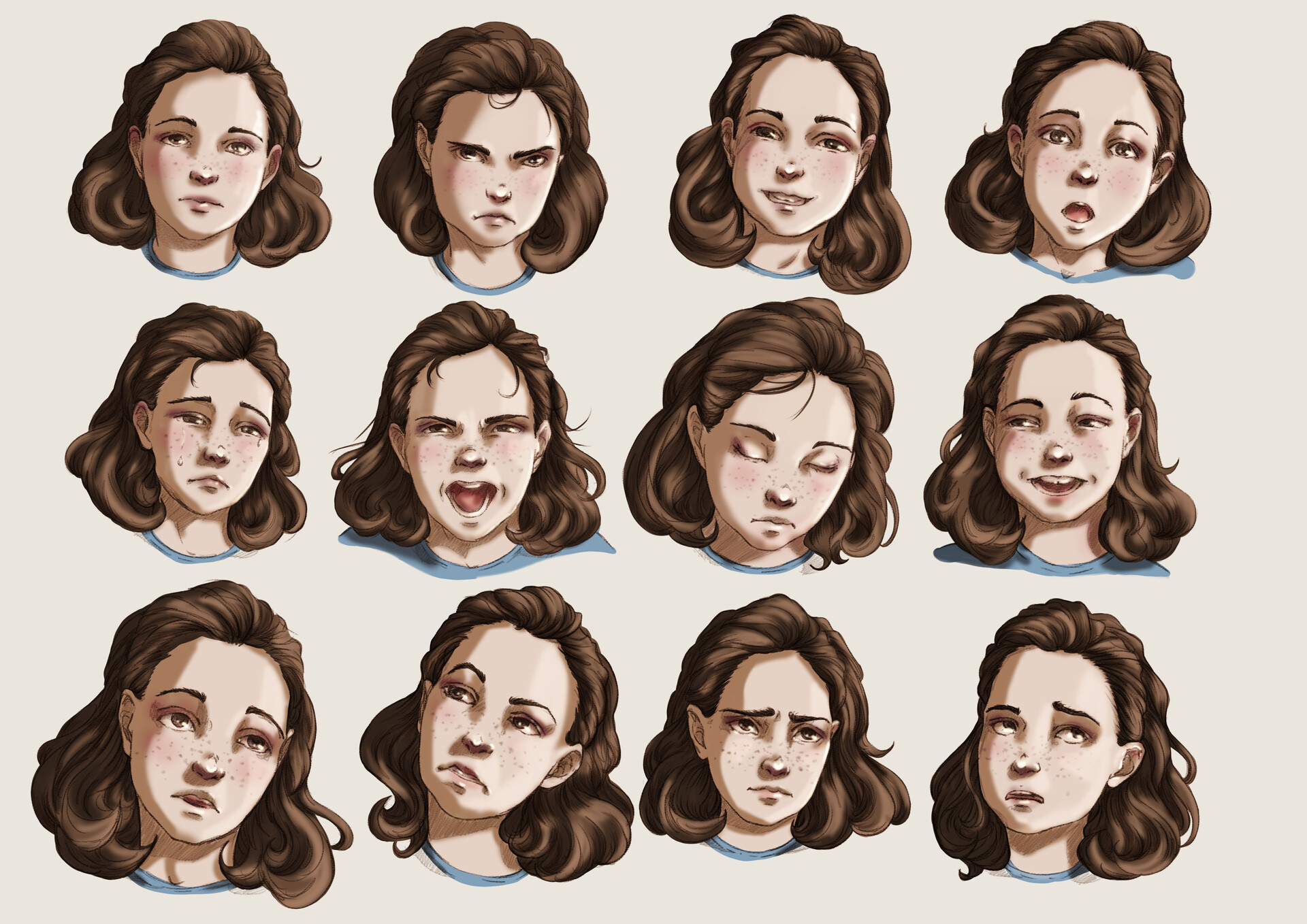 ArtStation - Little Girl Expression Sheet