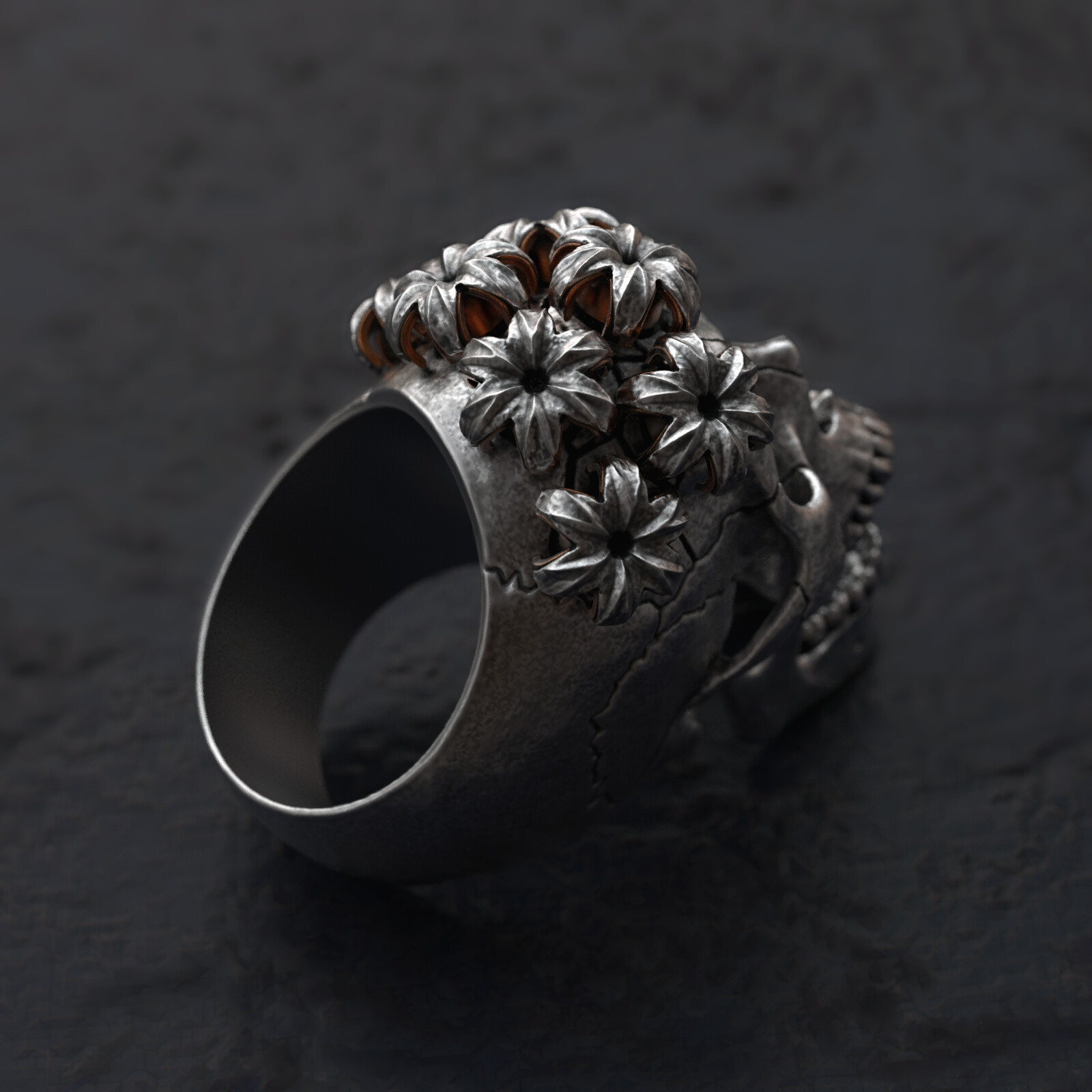 ArtStation - "Flowers of Death". Silver ring