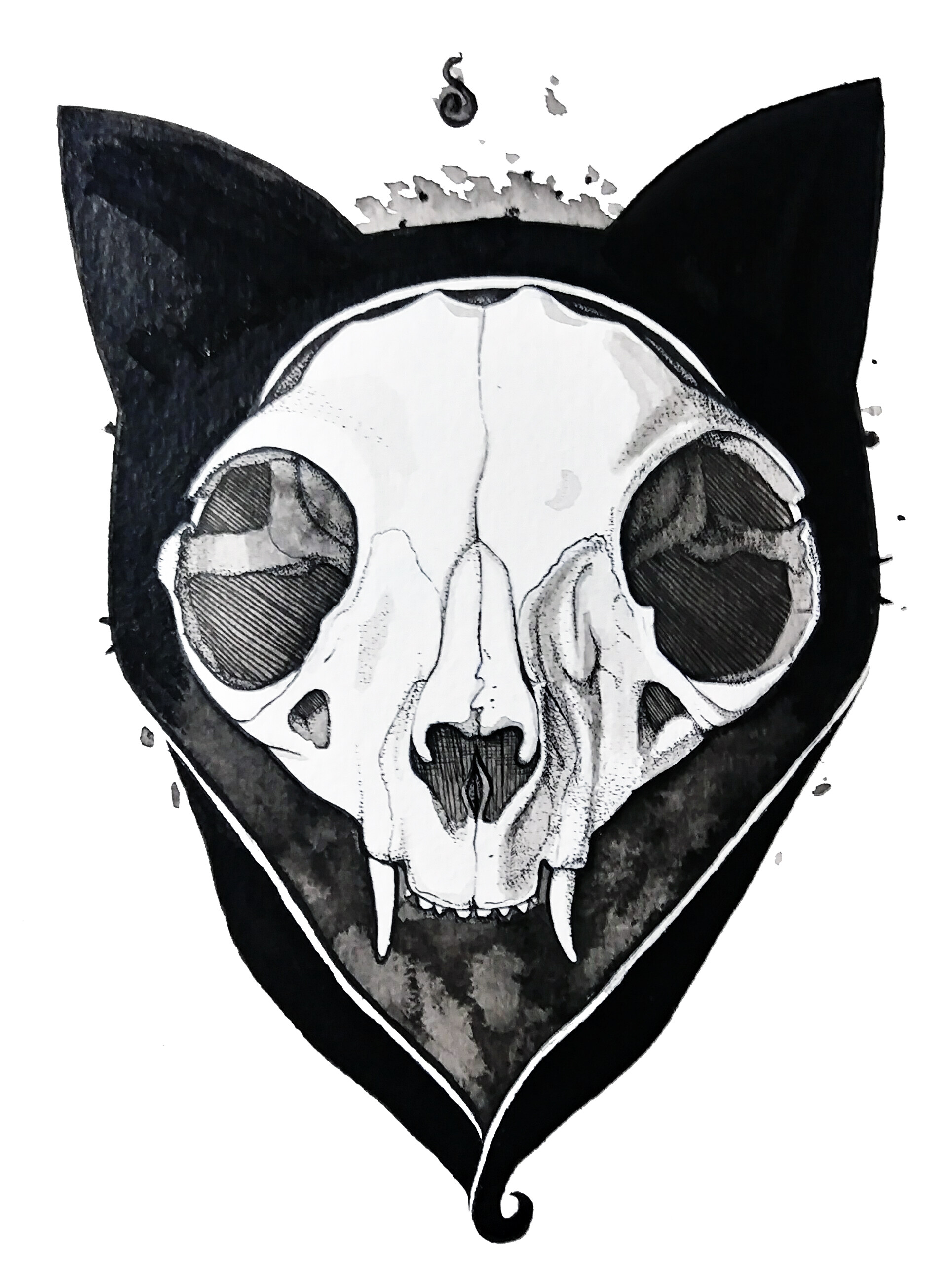 ArtStation - Tattoo Commission: Cat Skull [Death]
