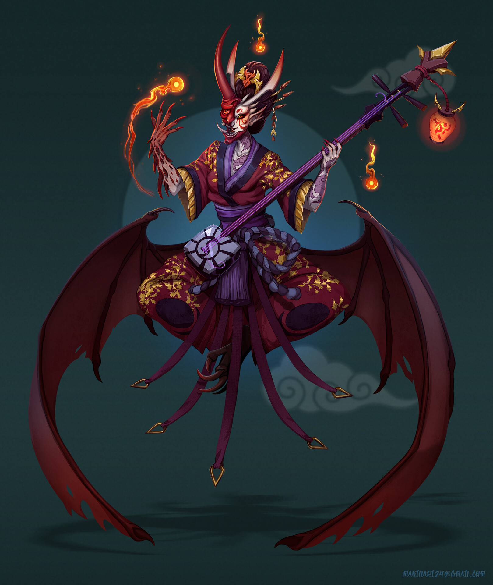 Mary Pronina (Makinari) - Japanese Demon Bard Character Design