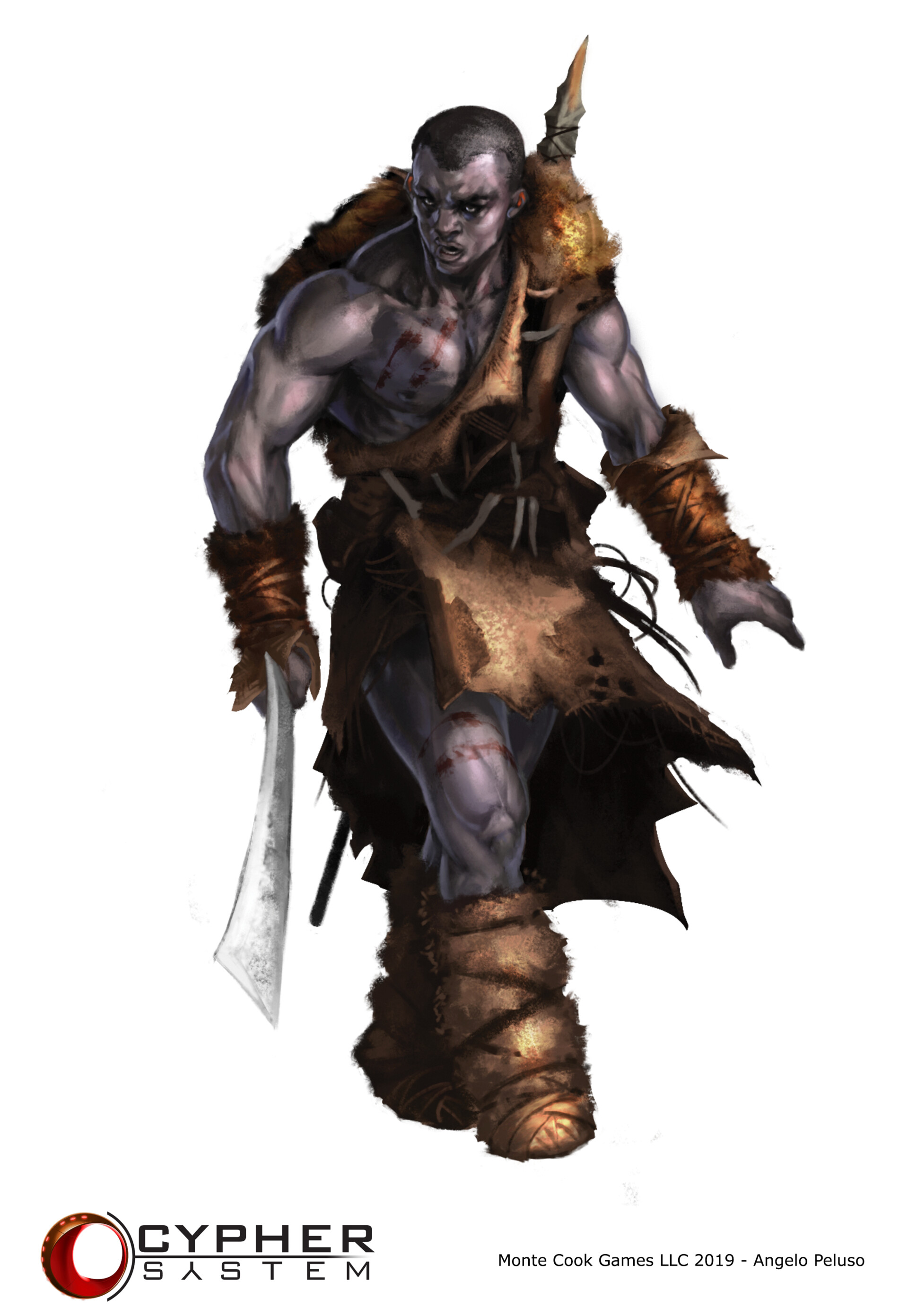 Half Orc Barbarian Falchion