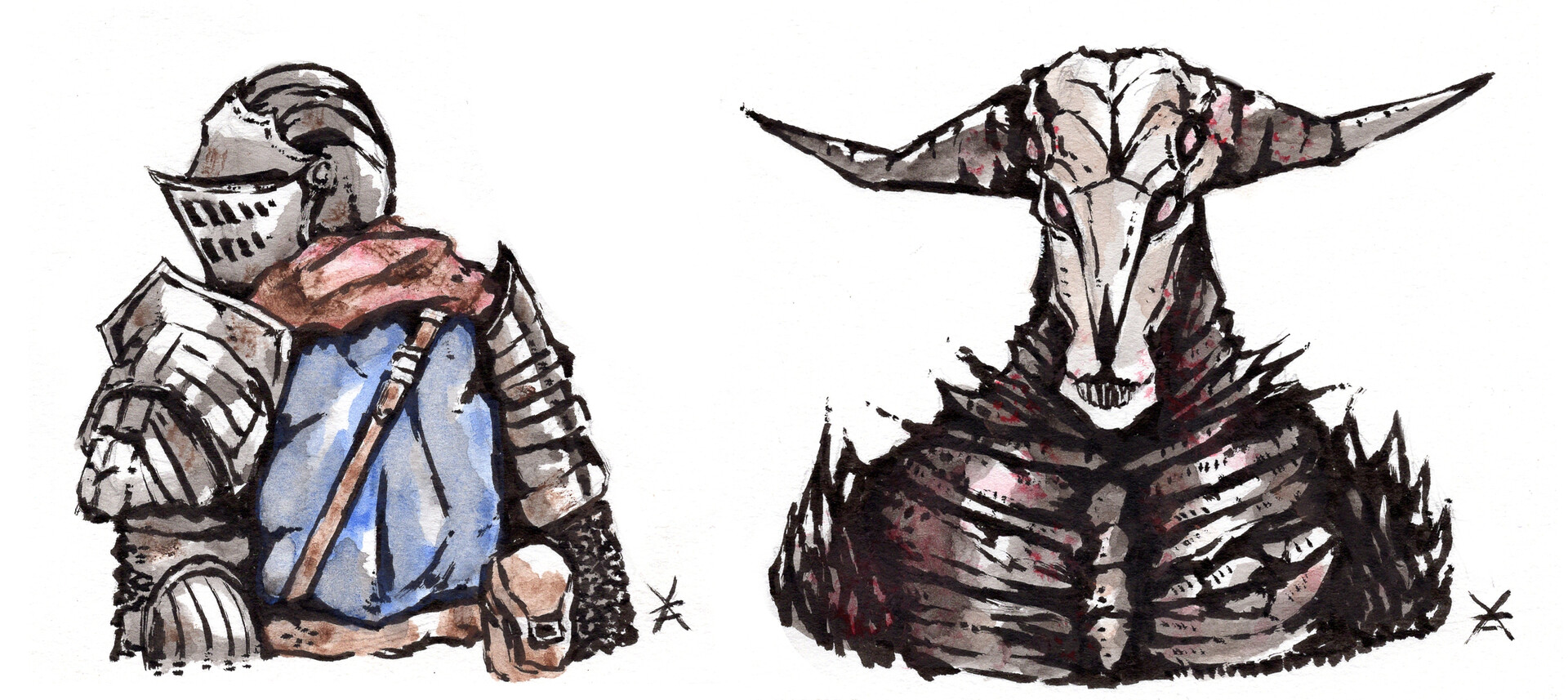 ArtStation - The Chosen Undead and Capra Demon from Dark Souls