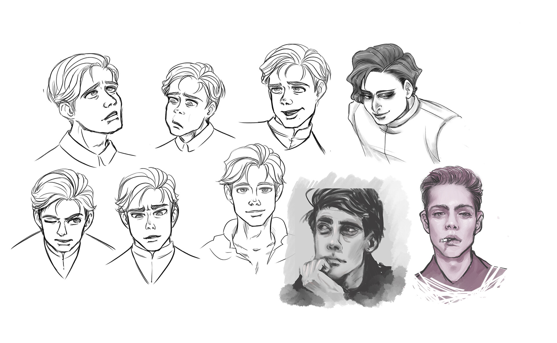 pretty boy face drawing