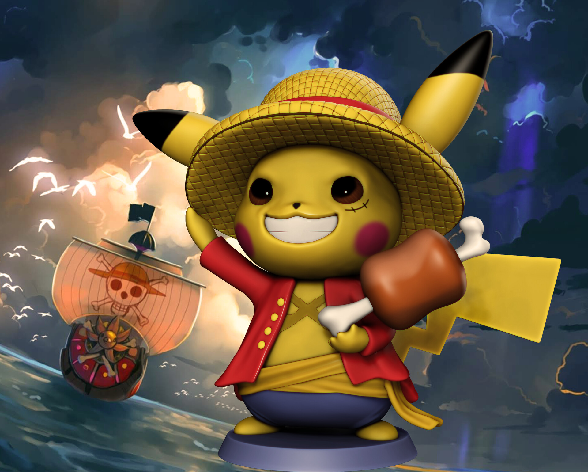 ArtStation - Pikachu cosplay Luffy