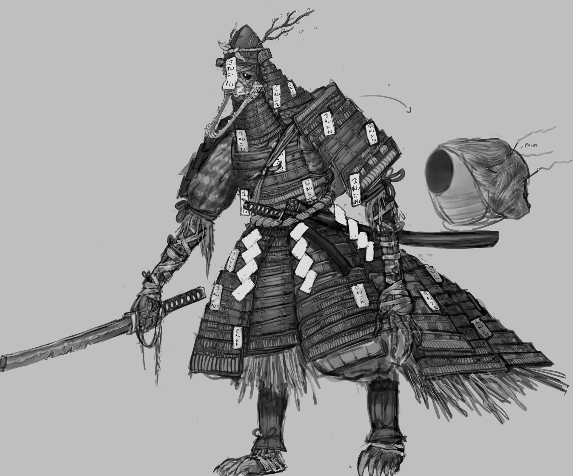 Anime Samurai Armor Drawing