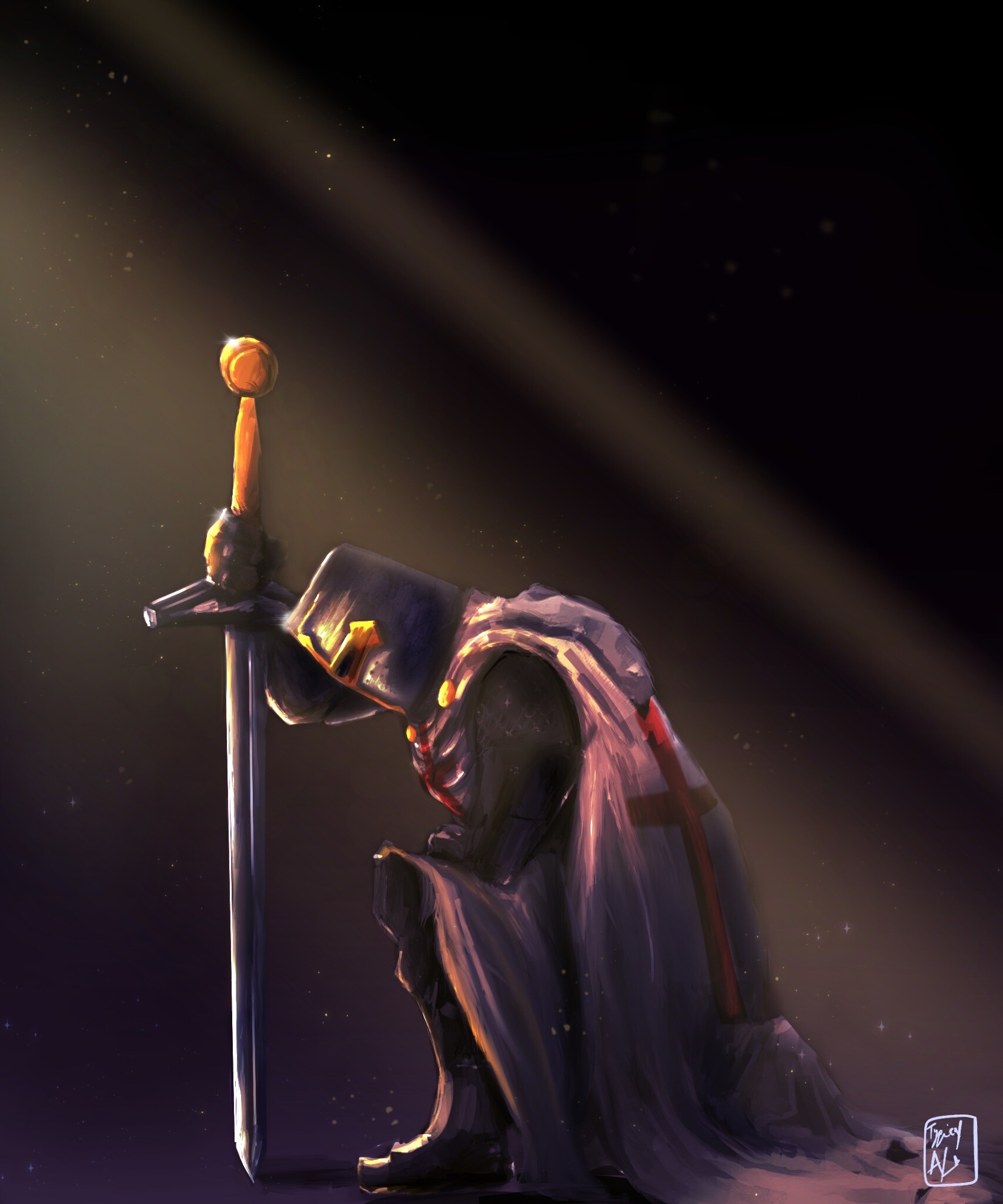 Kneeling Knight Painting