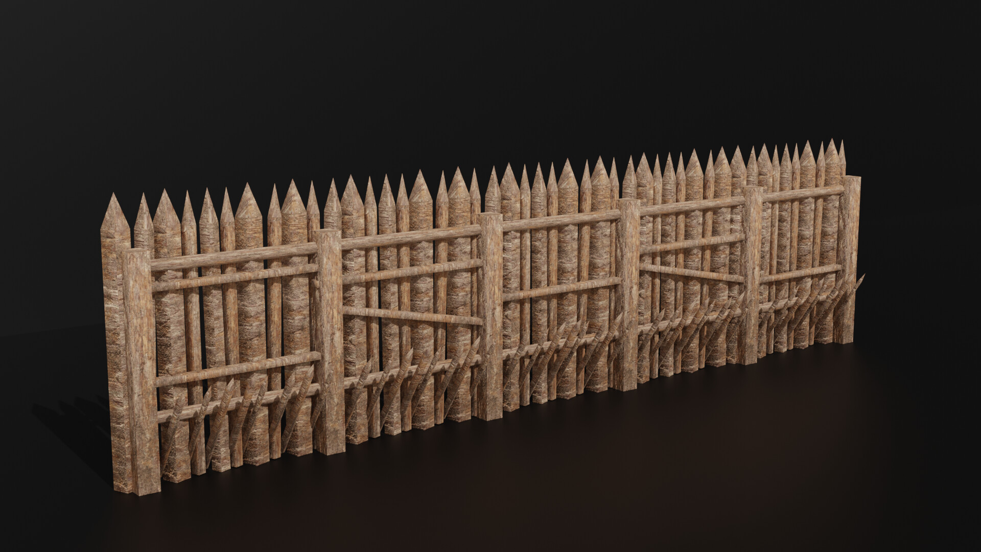 ArtStation - Wooden Palisade Walls Low-Poly Medieval 3D Model Low-poly ...