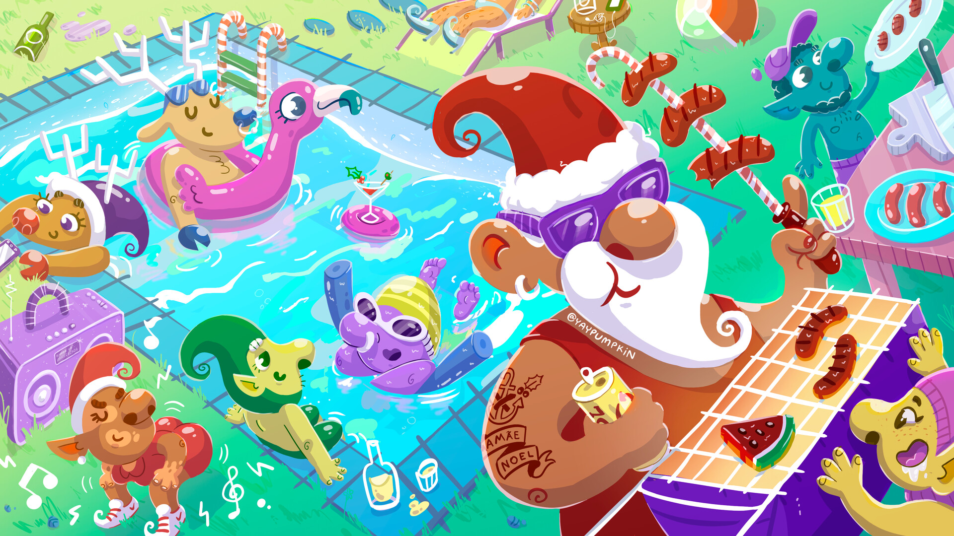 ArtStation - Christmas Summer Pool Party