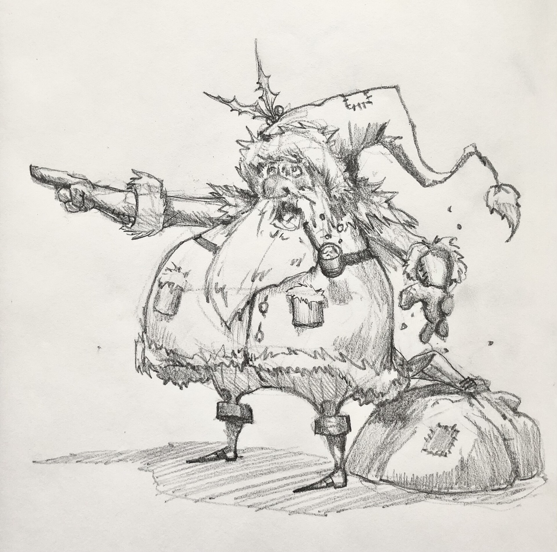 ArtStation - Scared Santa sketch