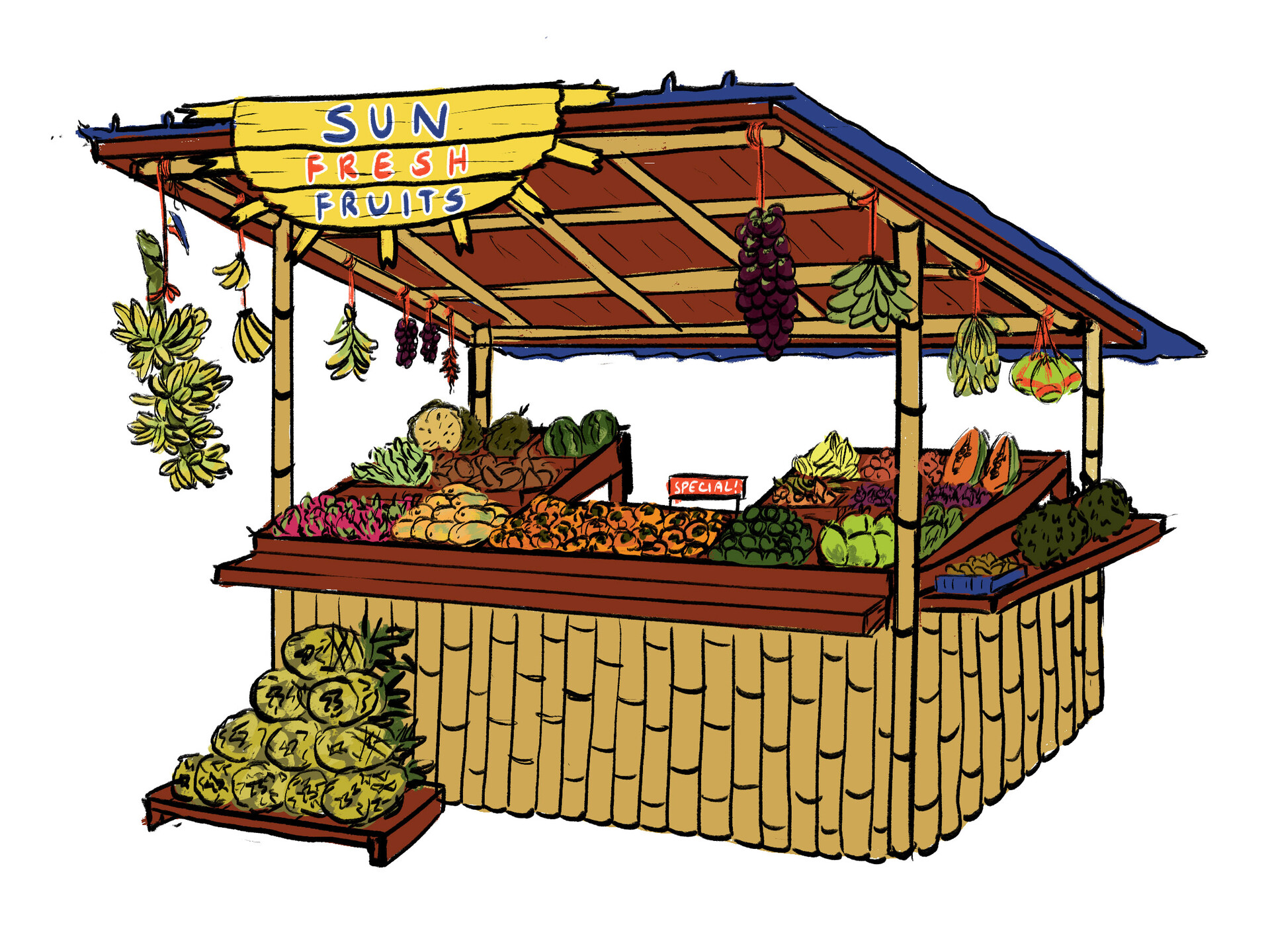 Jolie M - Tropical Fruit Stand Concept Art