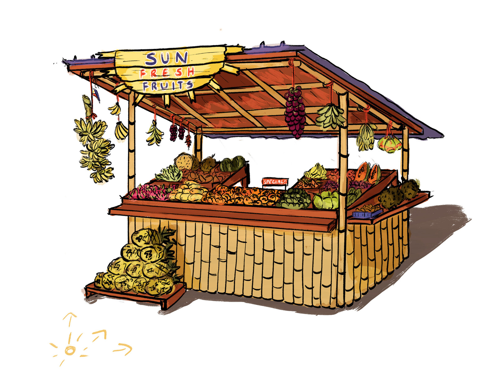 Jolie M - Tropical Fruit Stand Concept Art