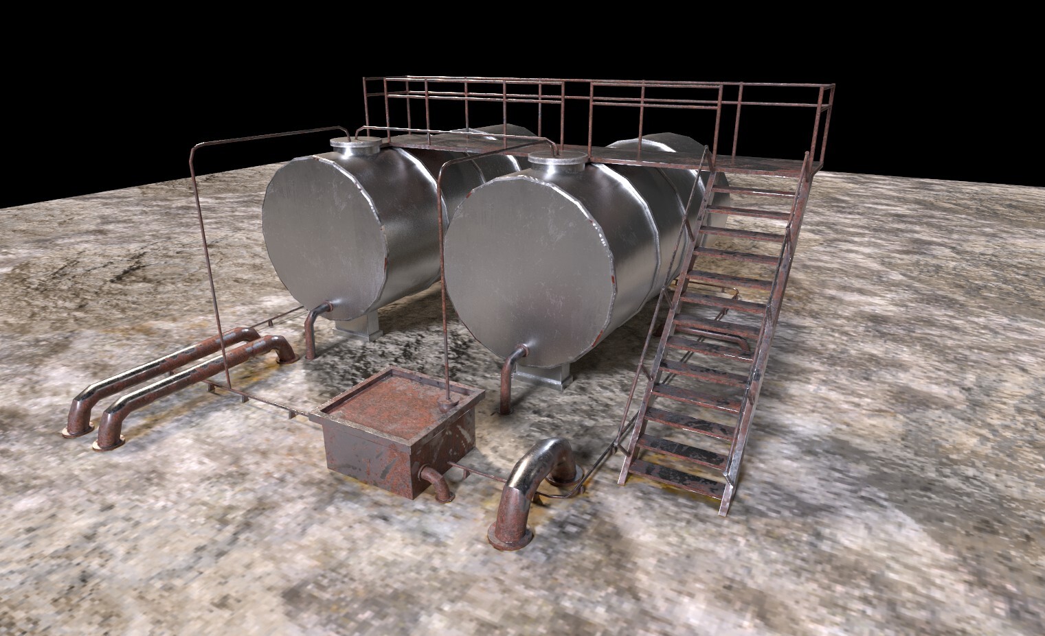 ArtStation - Oil Refinery Tanks with Stair Case