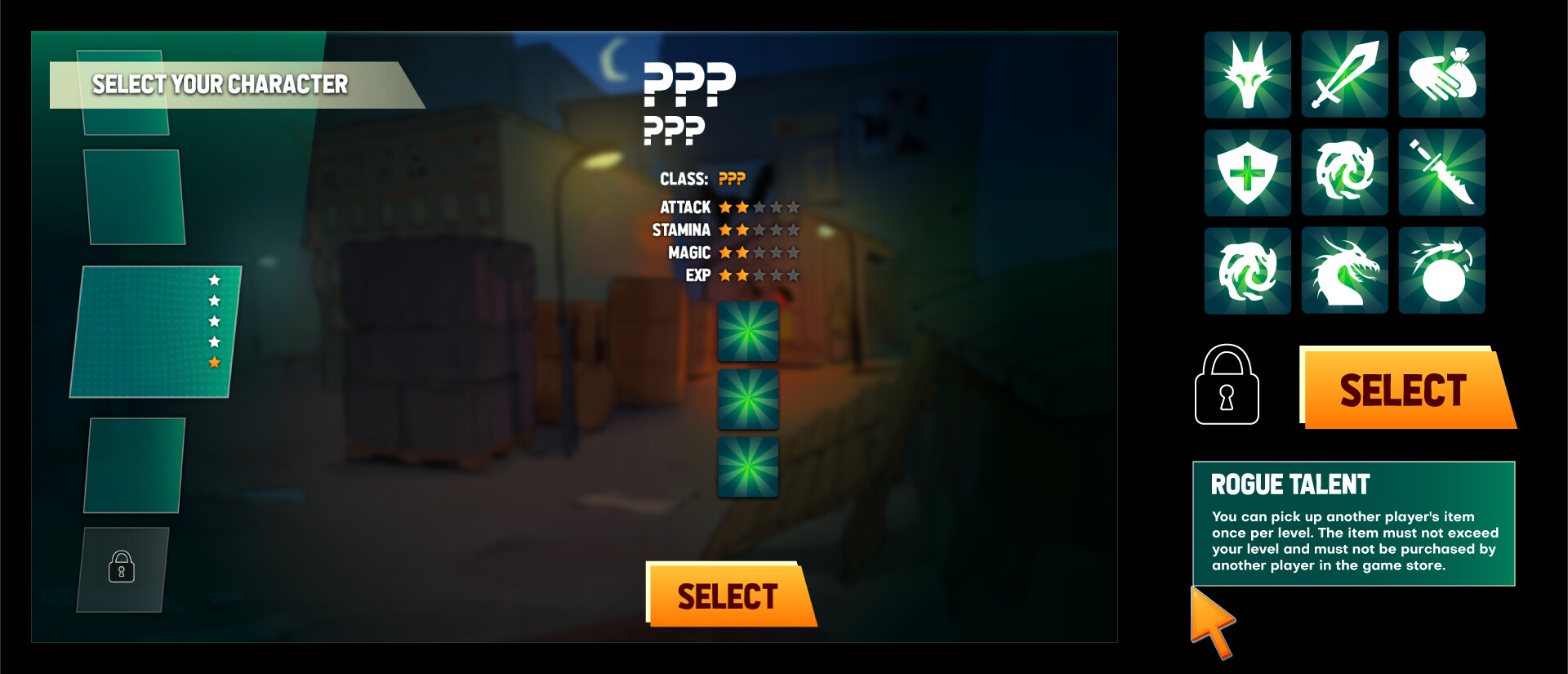 ArtStation - "Character select" screen for RPG game