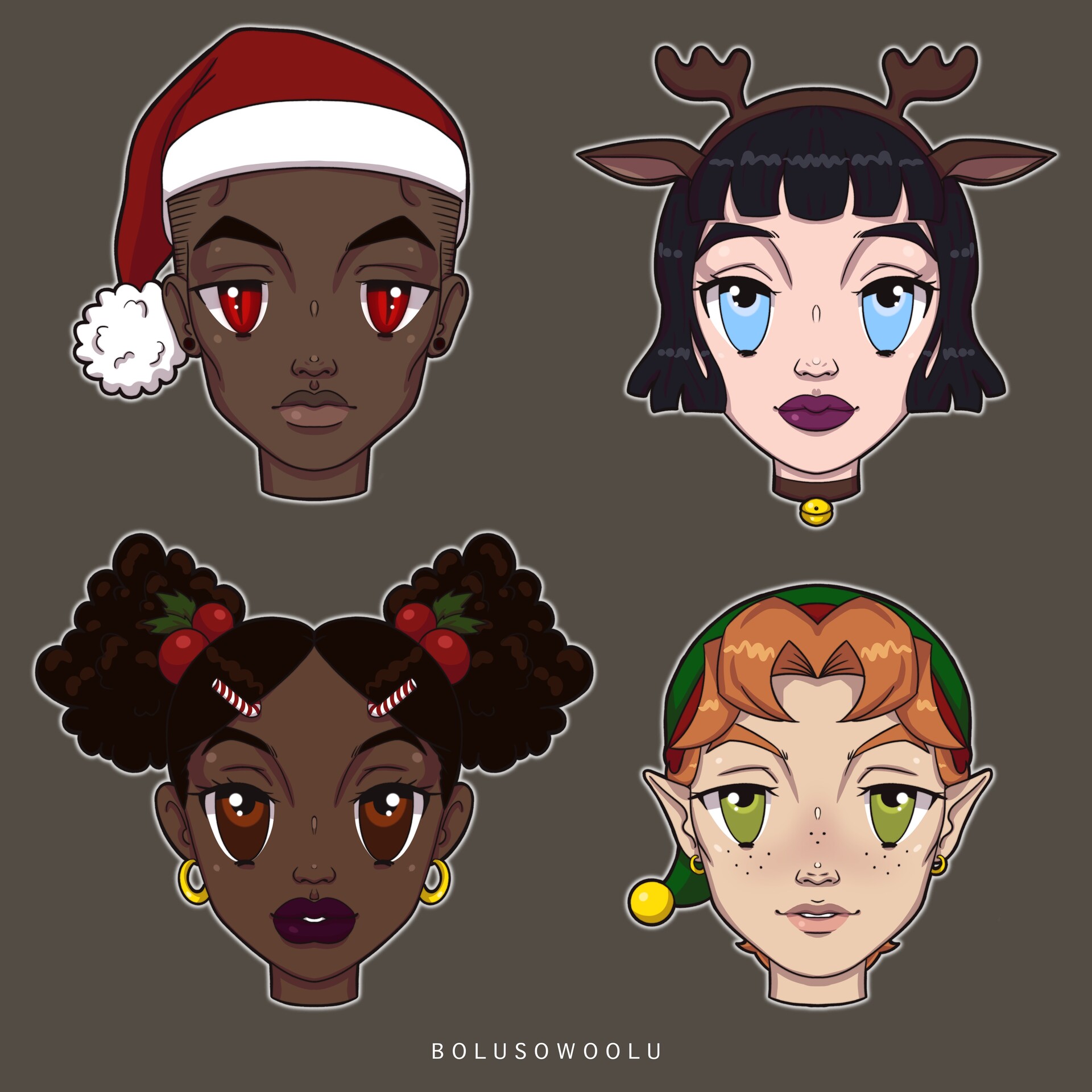 ArtStation - My OCs in Chibi form for Christmas