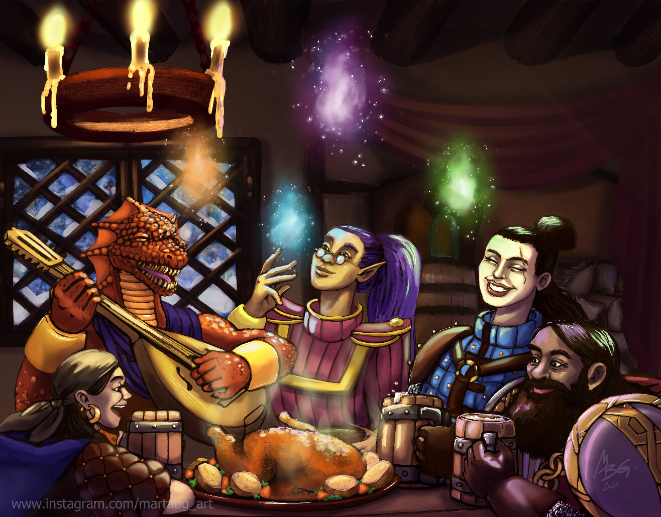 ArtStation - At the Inn (D&D party illustration)