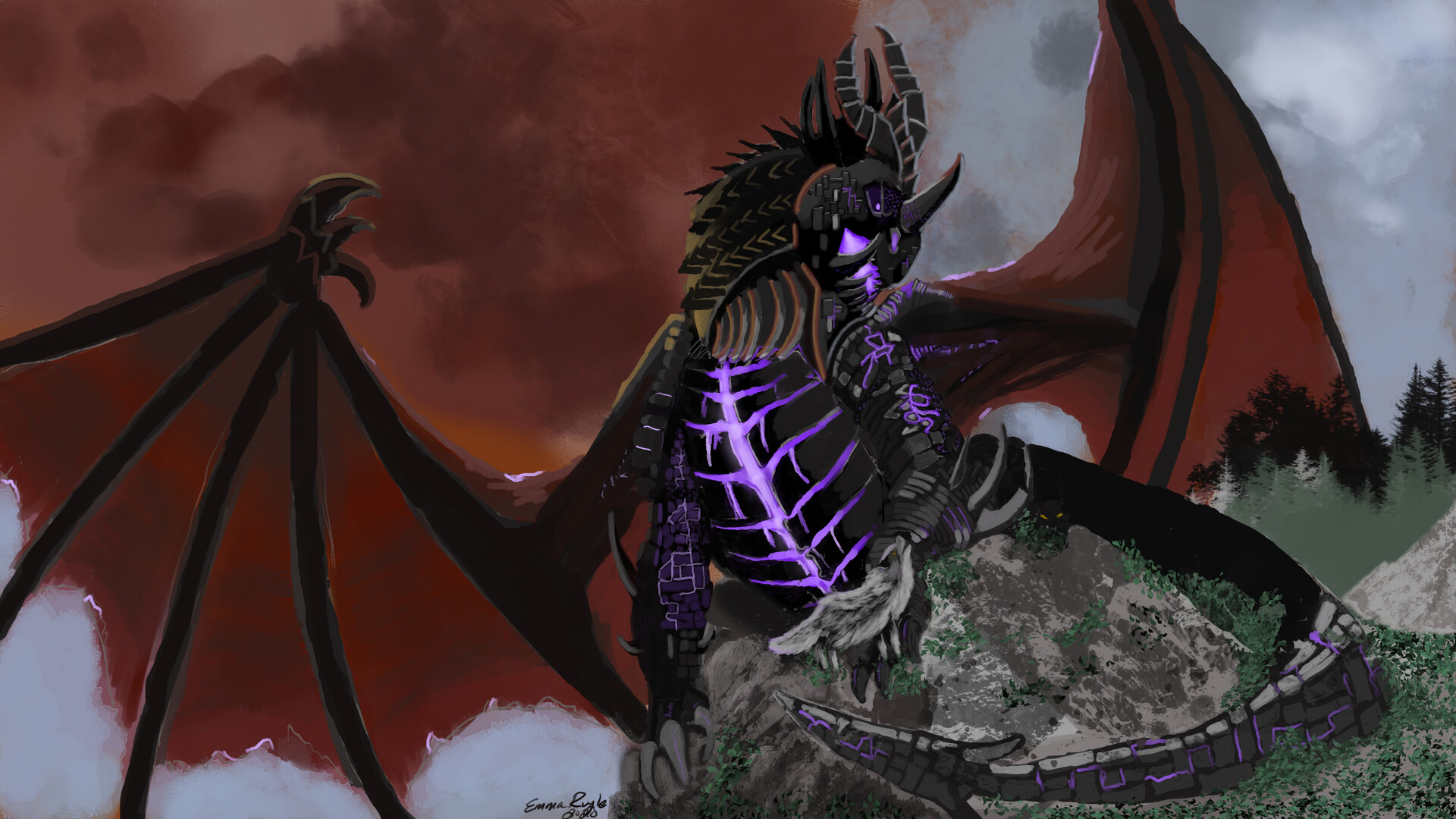 ArtStation - Dragon and wolf