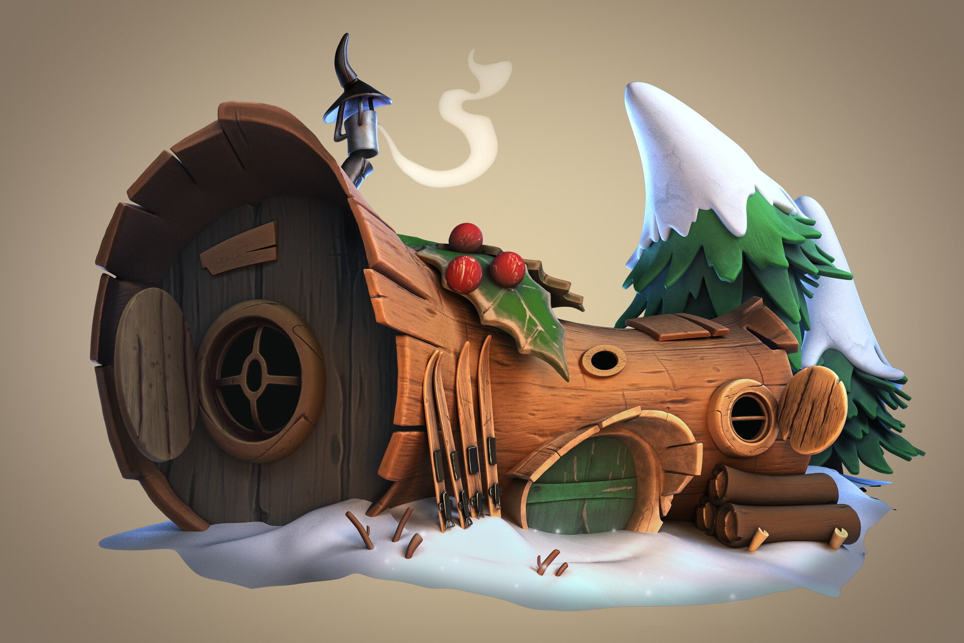 ArtStation - Winter House - 3D Art