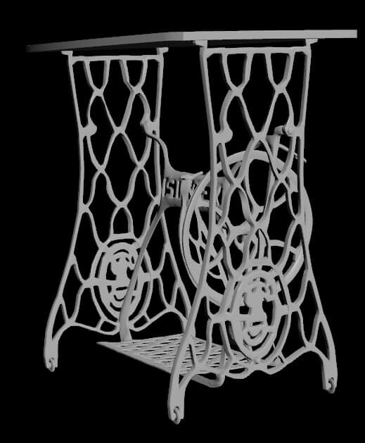 ArtStation - Old singer sewing machine Metal base, low Poly.