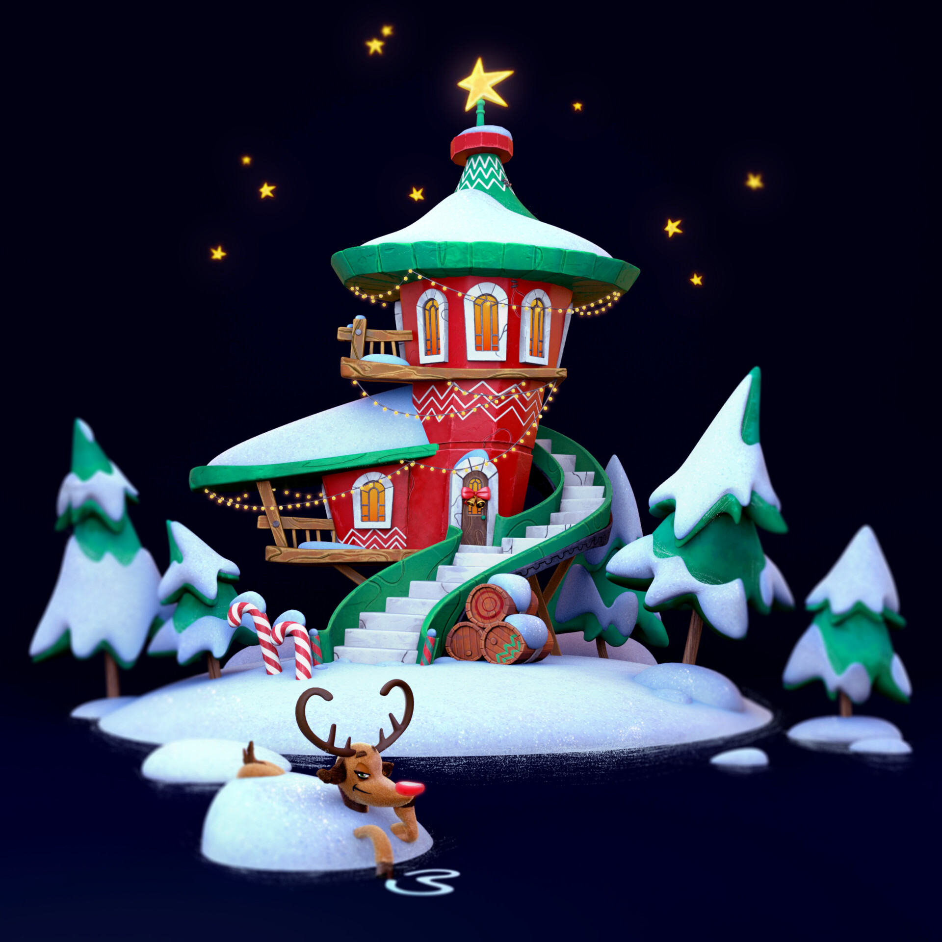 ArtStation - Christmas House 3D