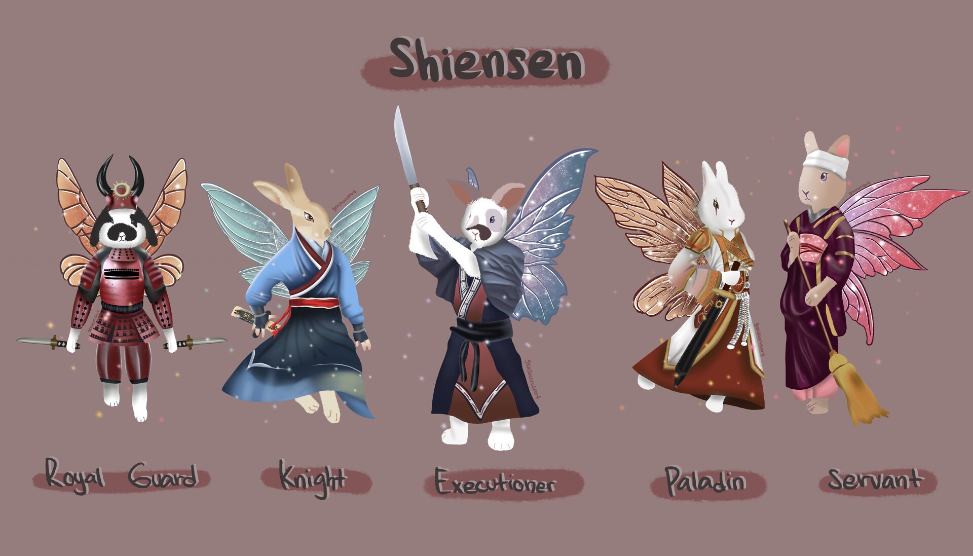 ArtStation - Japanese Warrior Fairy Profession Set Character Design
