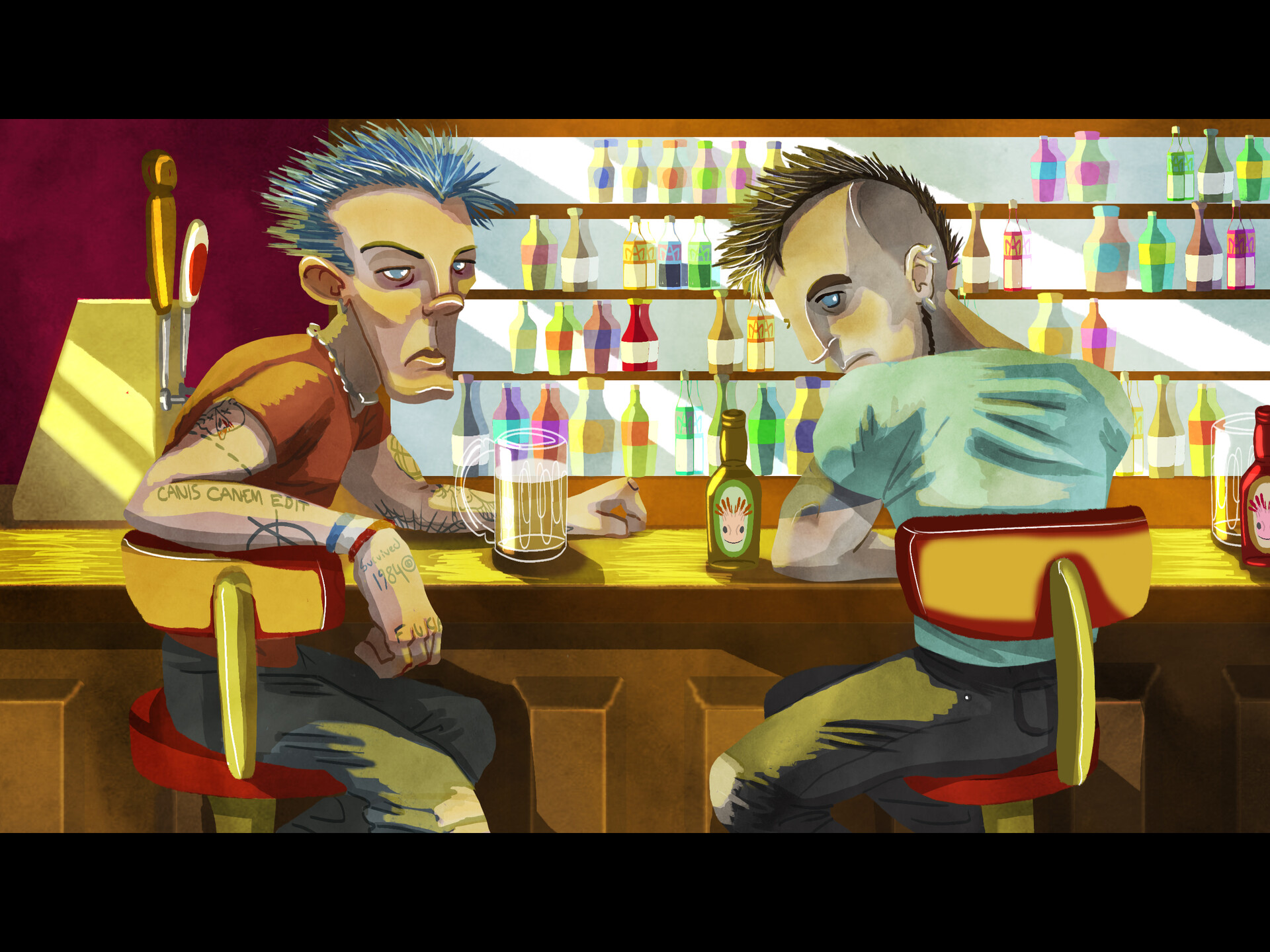 ArtStation - Two punks at the Lion's Gold pub