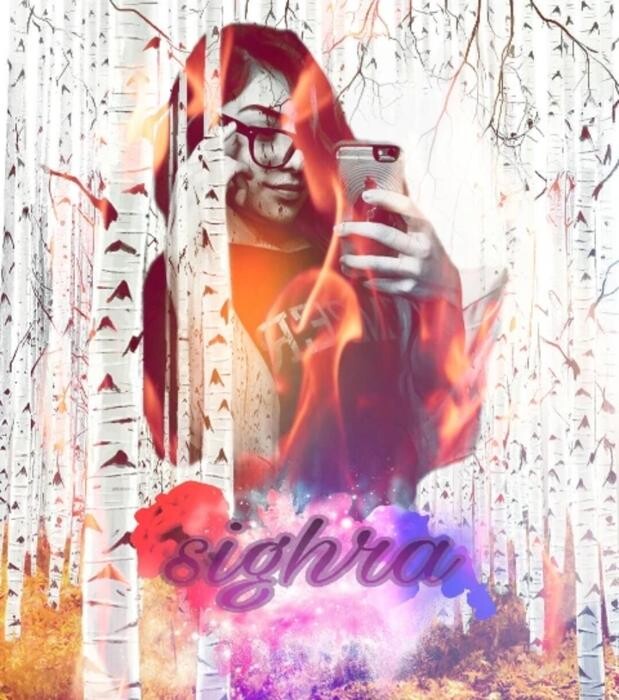 ArtStation - Sighra - Autumn Birch Grove - Fire Art - Selfie