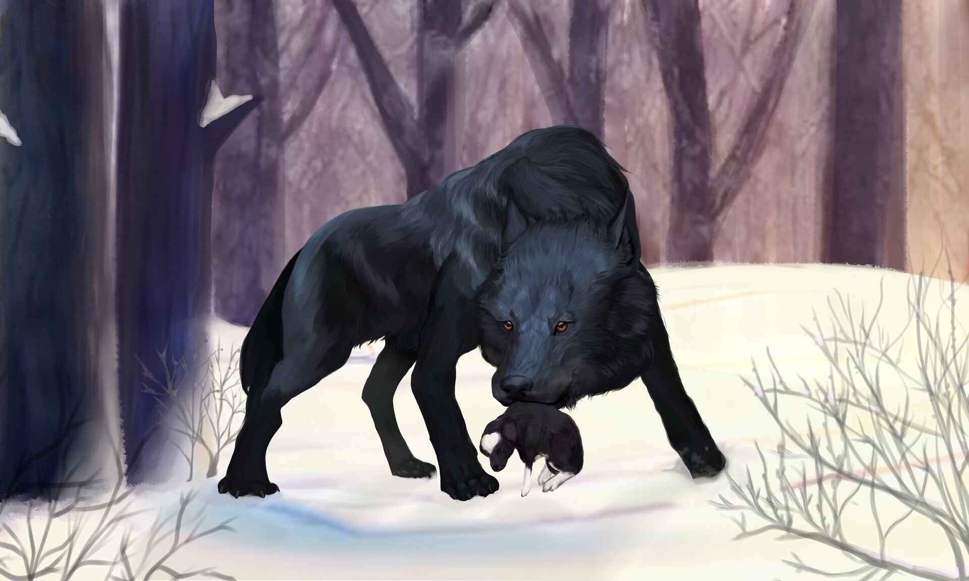 ArtStation - The wolf, frightened, grabbed the first thing that fell ...