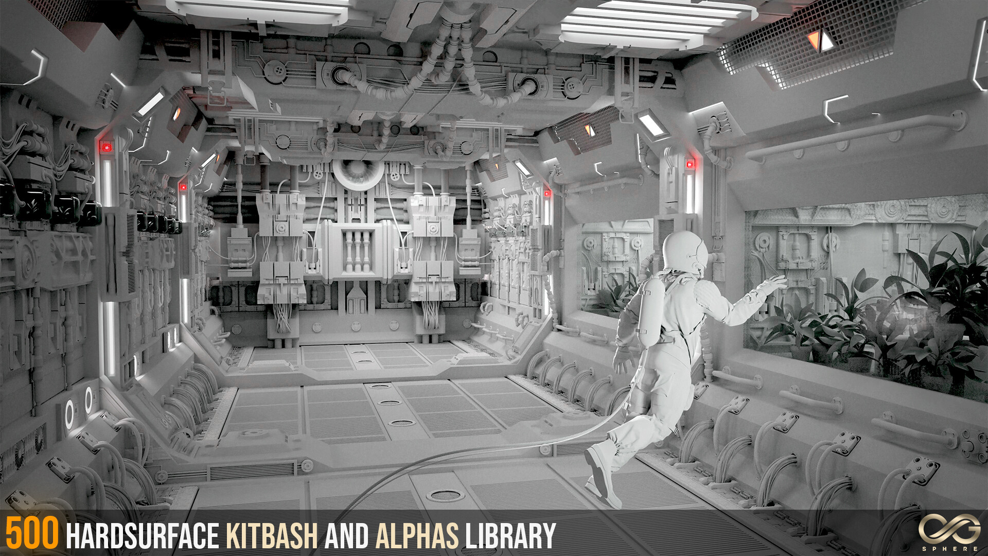 CG Sphere - 500 Hardsurface Kitbash And Alphas Library