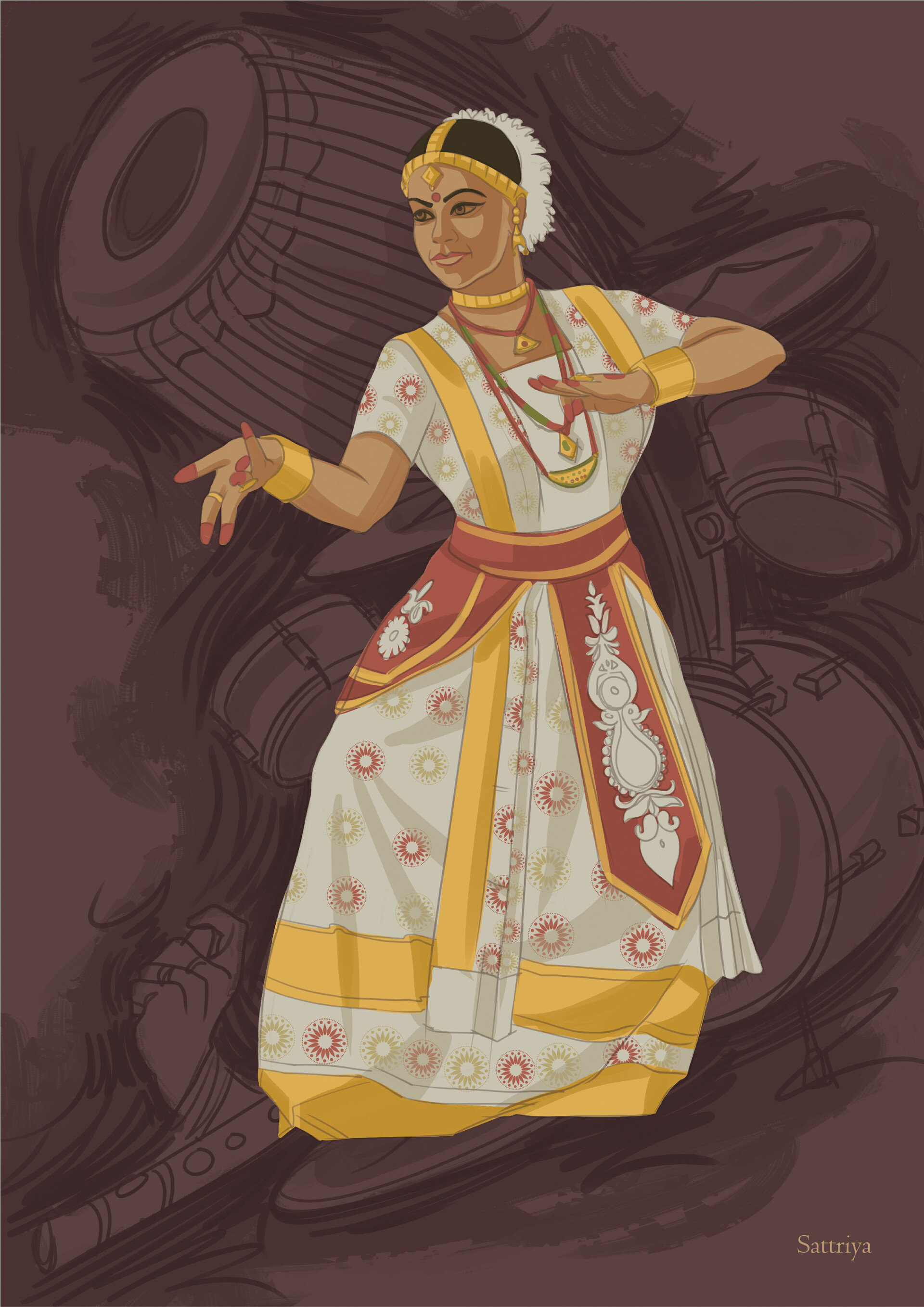 Sattriya Dance Drawing