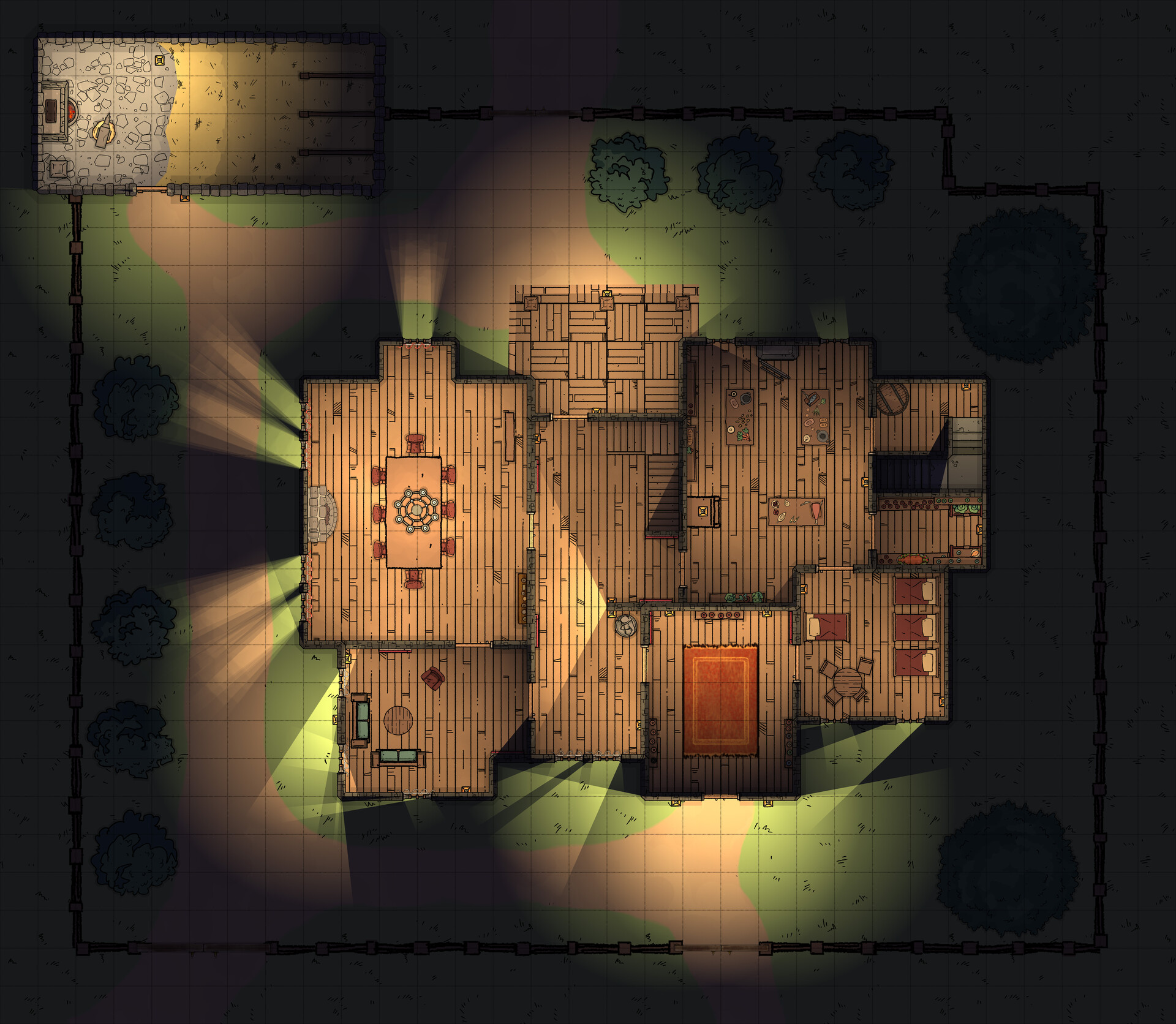 ArtStation - 2 floor Villa + tower | Day + Night | Battle Maps