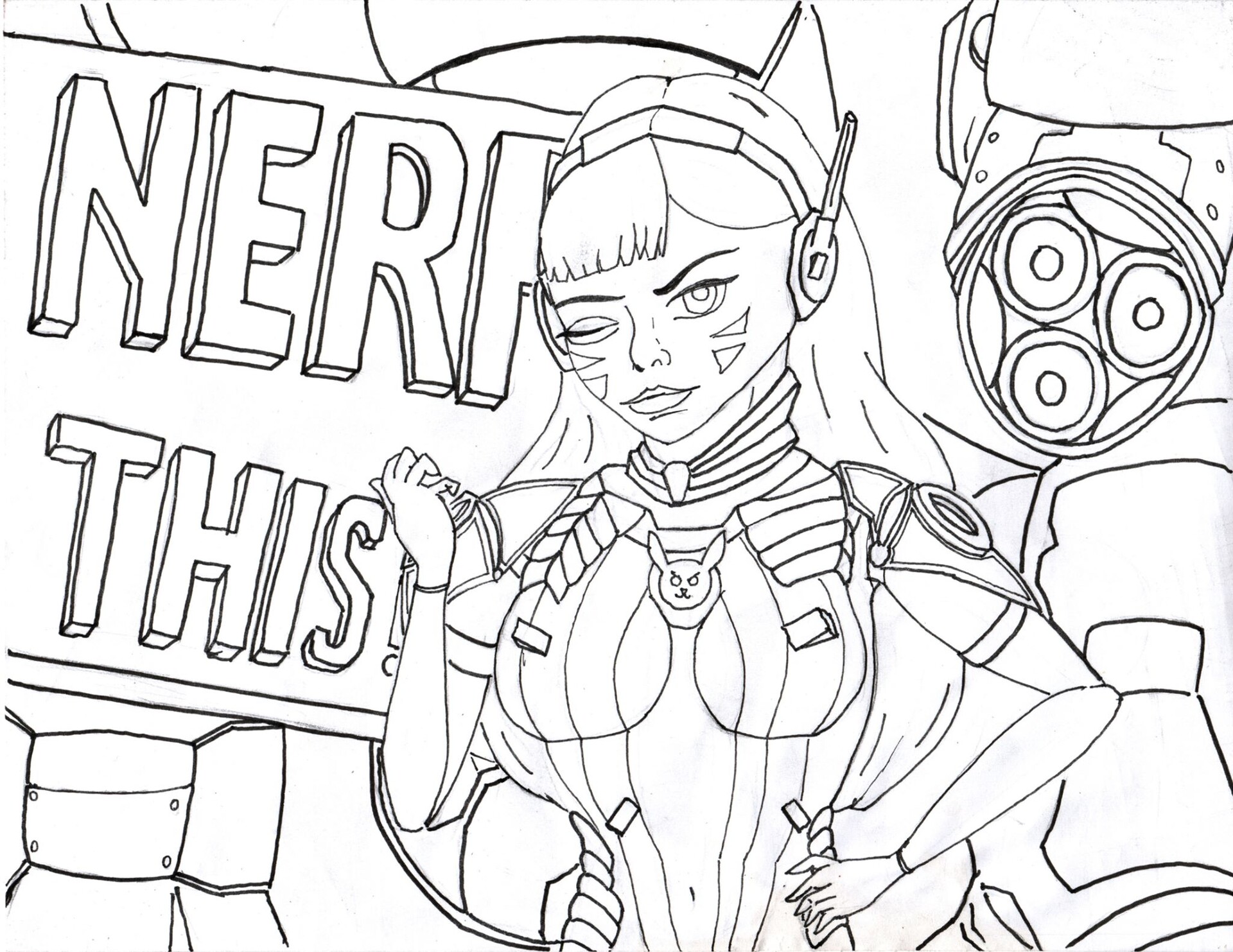 how to draw dva from overwatch