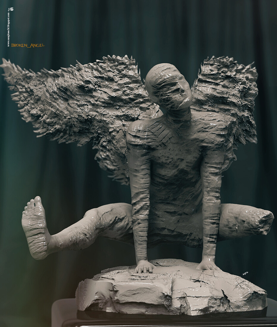 ArtStation - Broken Angel - Digital Sculpture by Surajit Sen