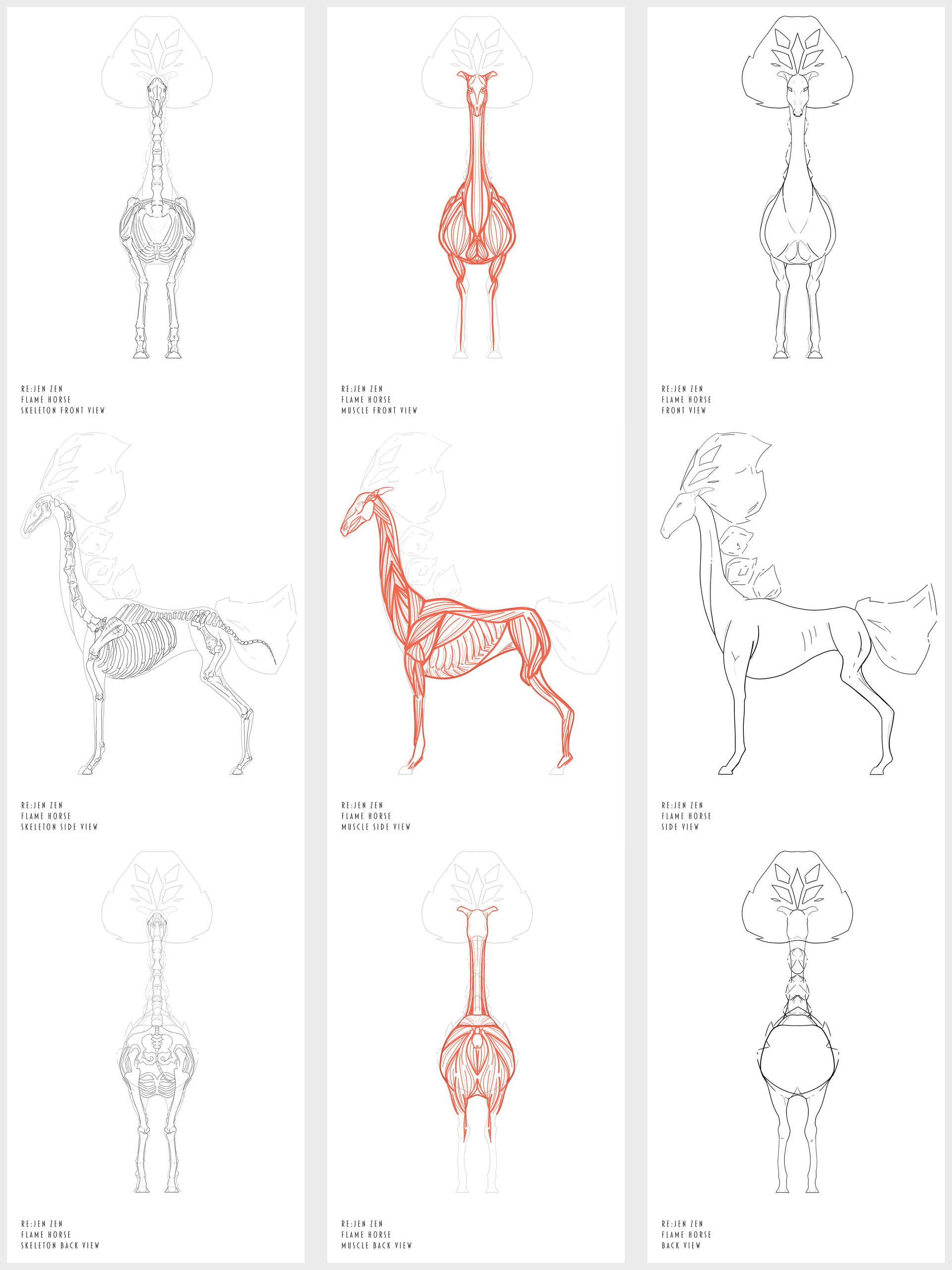 ArtStation - Skeletal and Muscle Anatomy for Flame Horse Creature Concept