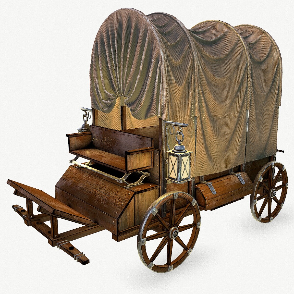 ArtStation - Wooden covered cart 3d model
