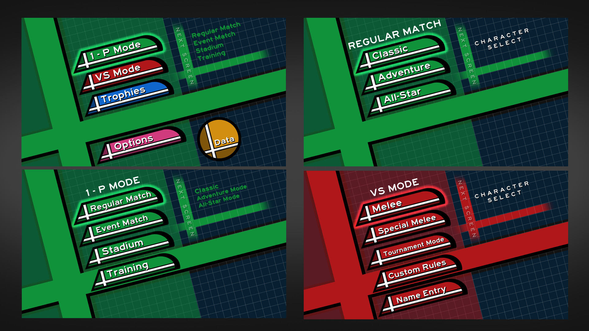 Sam Greenslade - Super Smash Bros. Melee - Menu/UI redesign