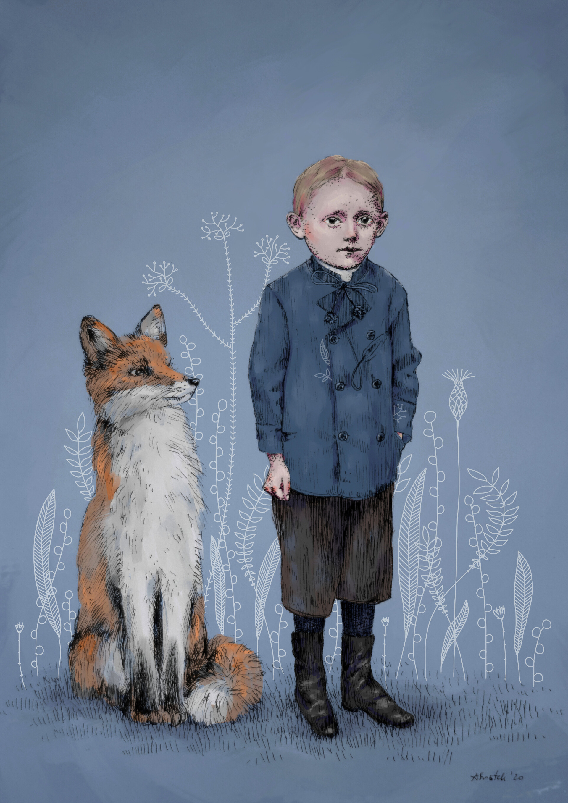 how to draw a fox boy