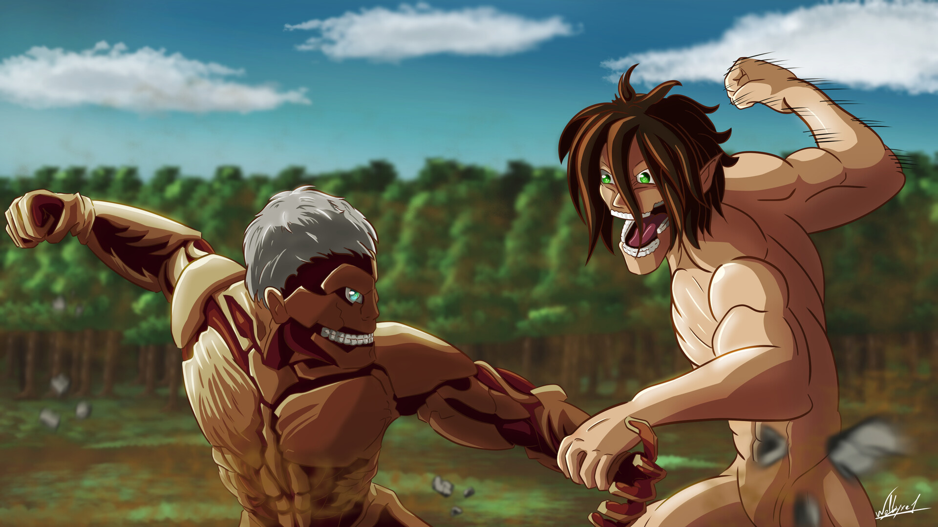 Artstation Eren Vs Reiner