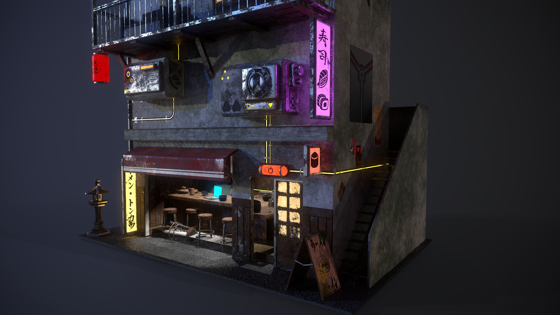 Joaquín Nicolás Gresta - Cyberpunk Old Japanese building!