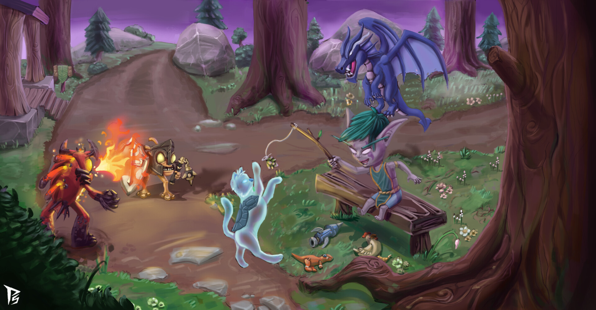 ArtStation - Night Elf and her pets