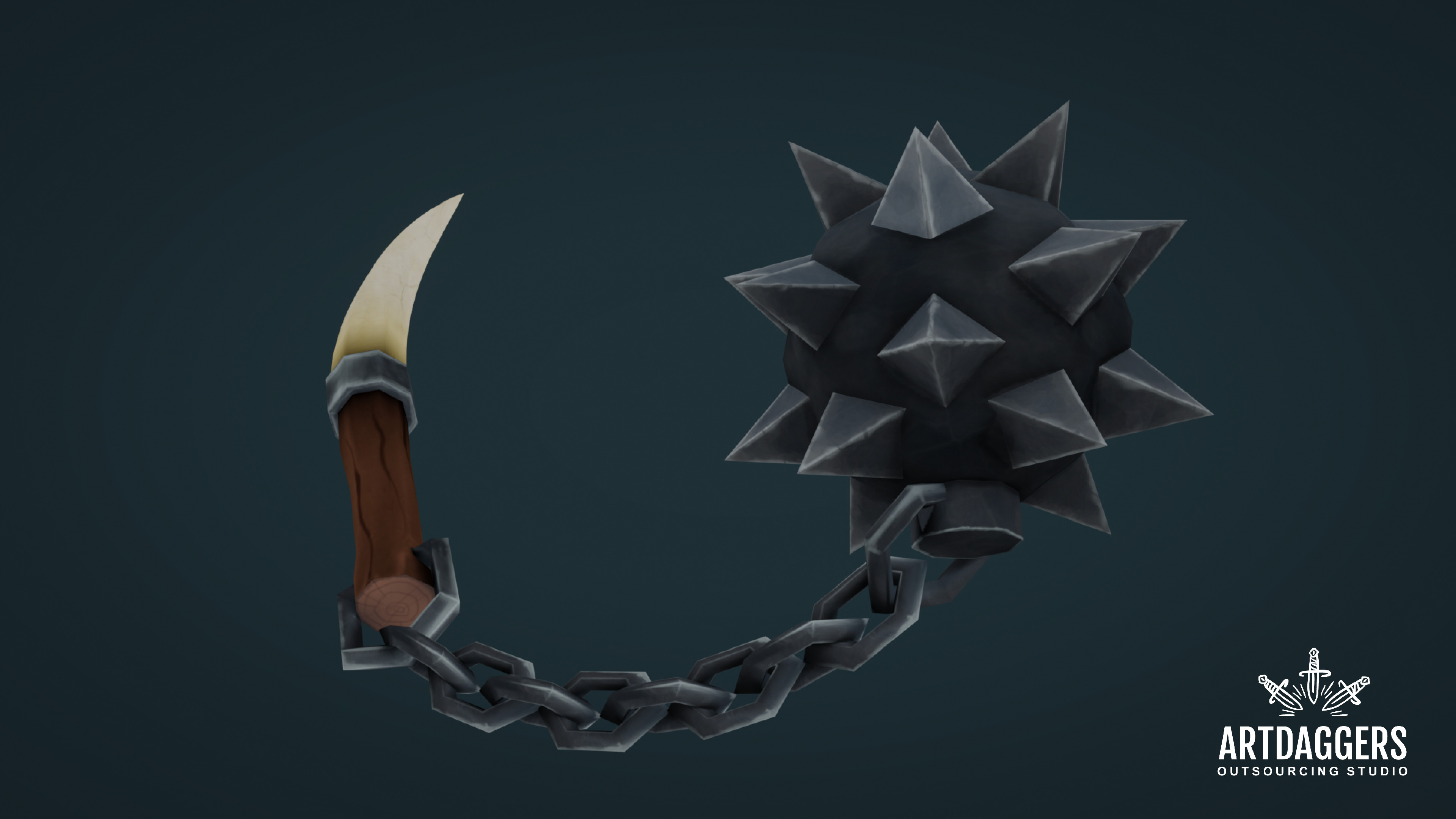 Artdaggers Outsourcing Studio - Saber-Tooth Flail - Lowpoly stylized ...