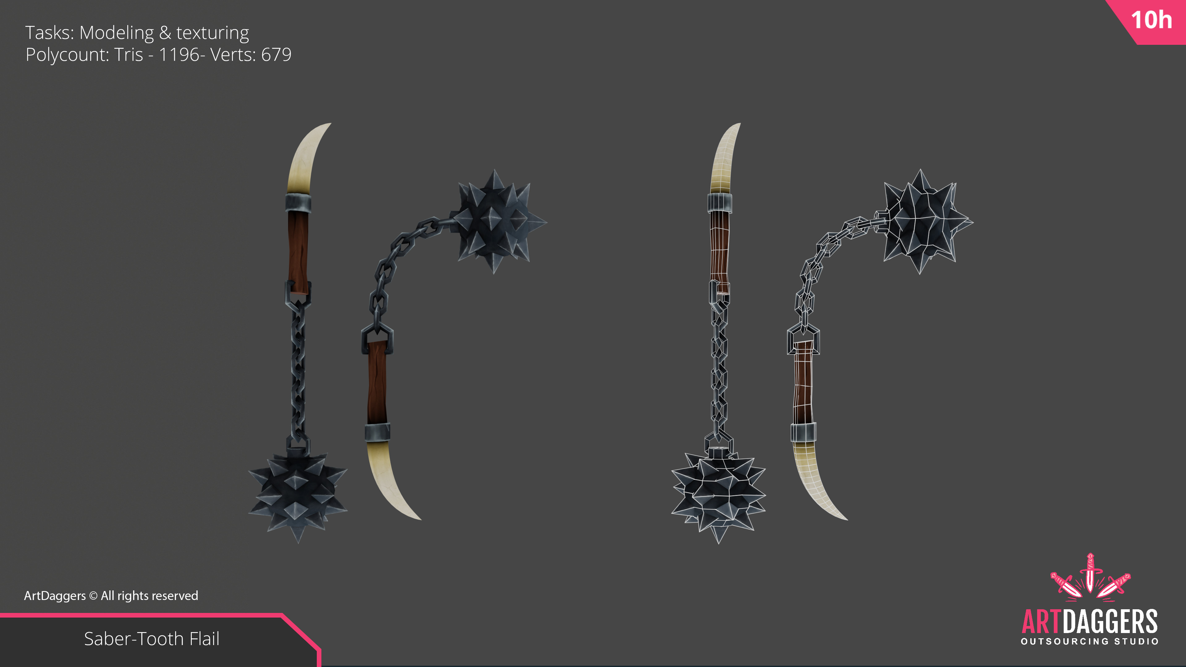 Artdaggers Outsourcing Studio - Saber-Tooth Flail - Lowpoly stylized ...