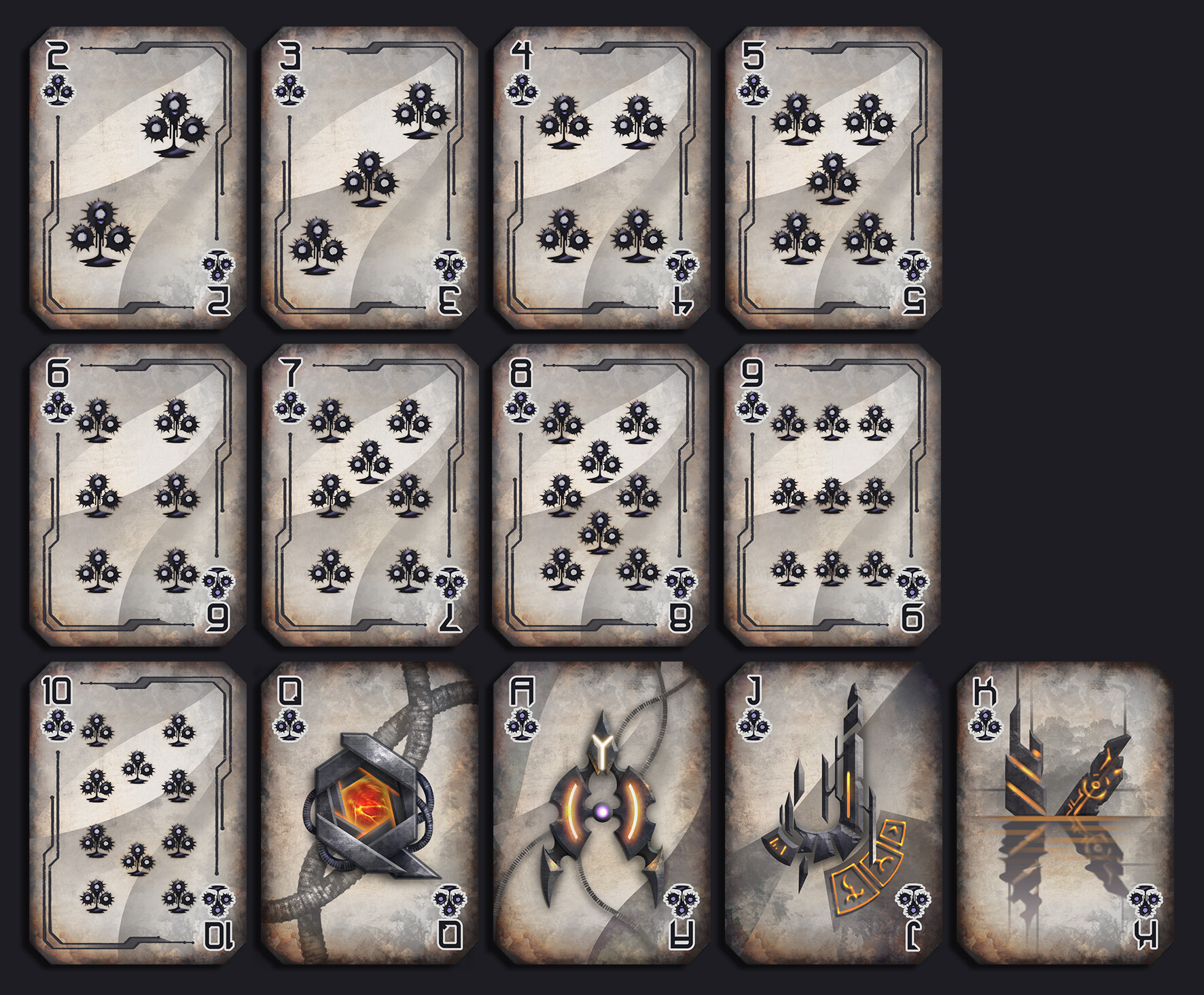 ArtStation - Playing cards Clubs 2D sketch