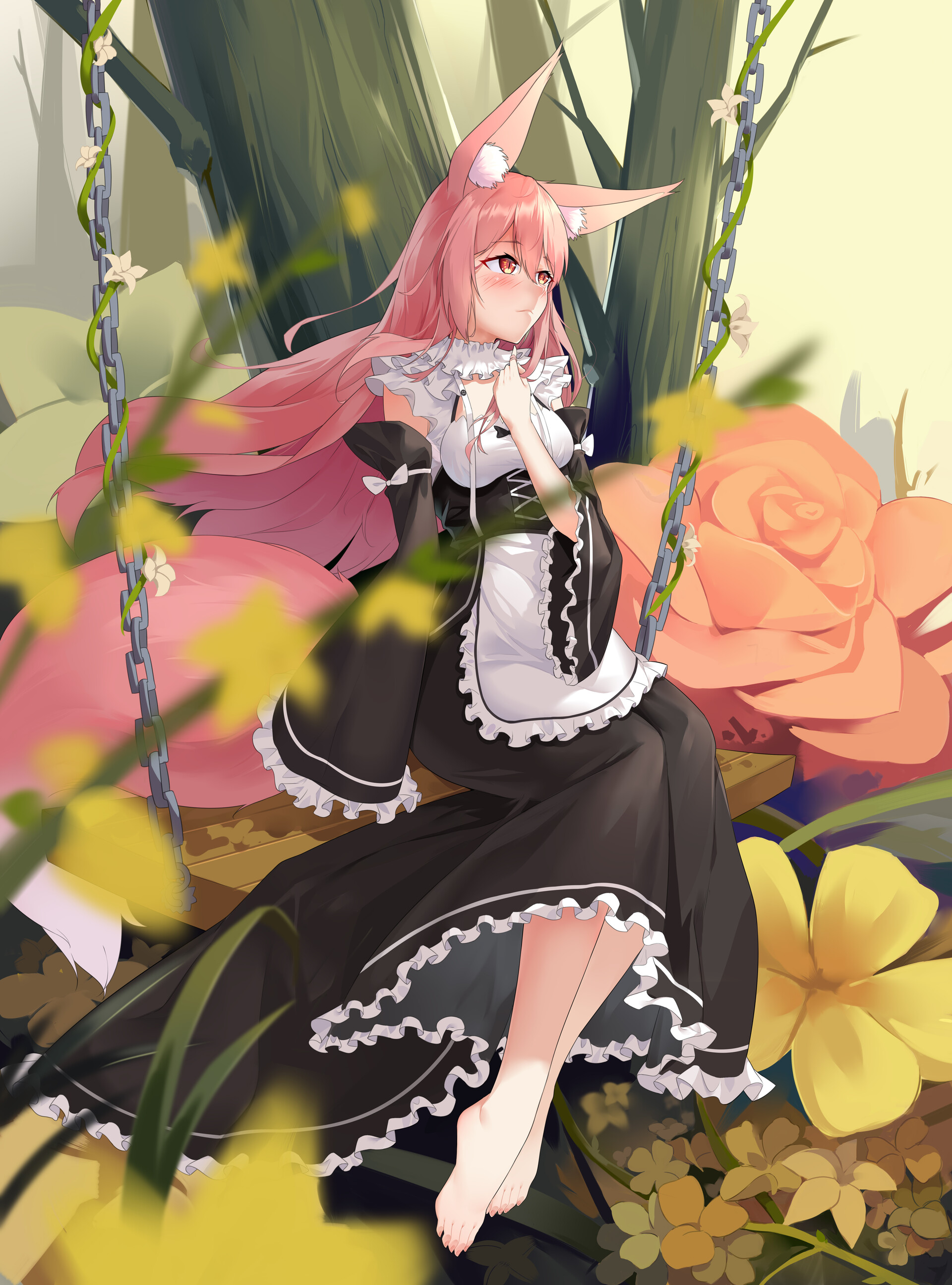 ArtStation - Kitsune X Flower狐