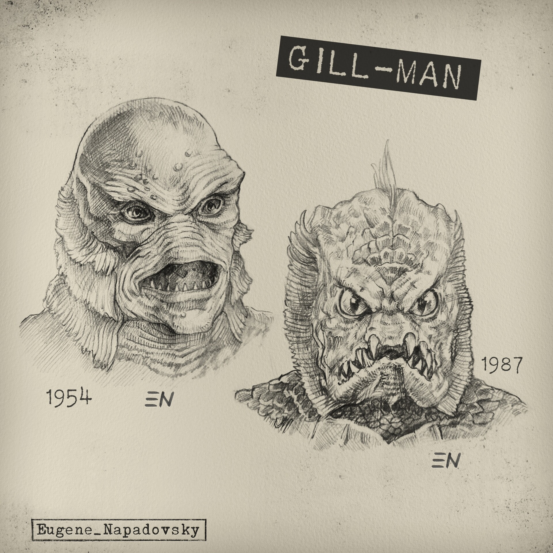 ArtStation - "Gill-man" Classic Monsters Series Portraits