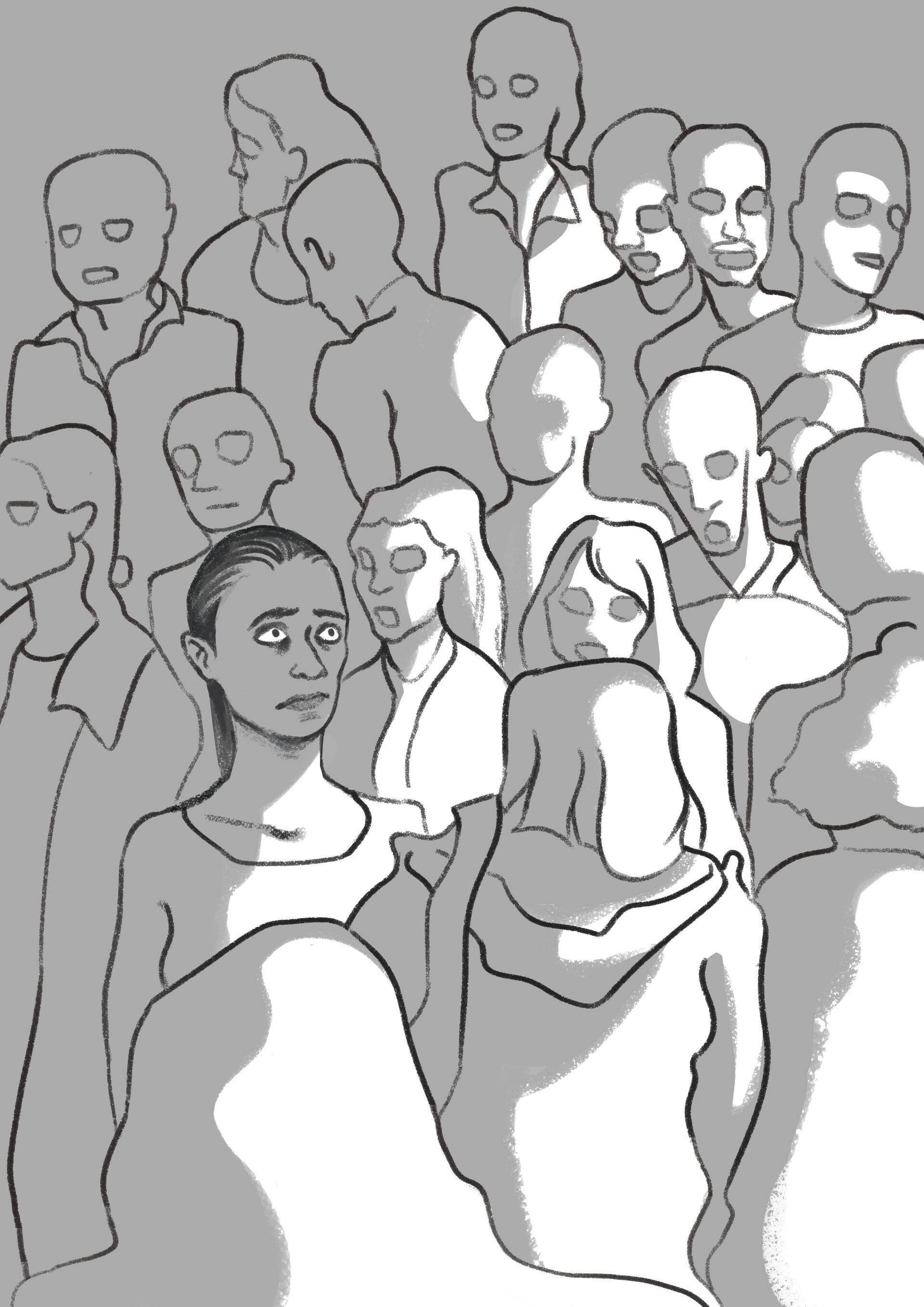 blurry crowd drawing