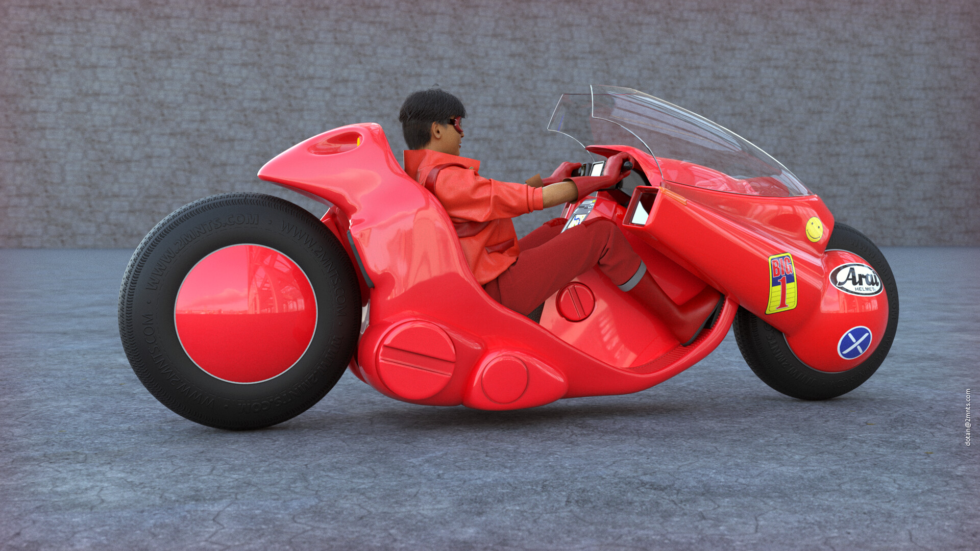 Dotan Koren - Shotaro Kaneda riding his motorcycle in Neo Tokyo