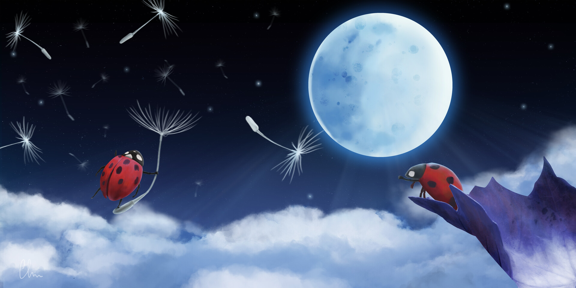 ArtStation - Ladybugs and the moon