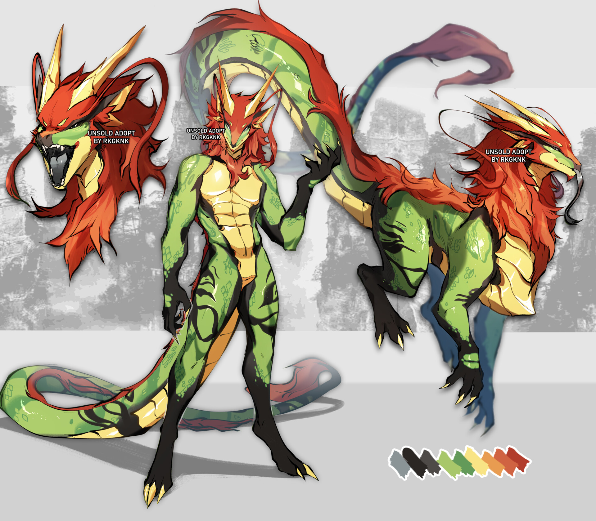 ArtStation - 2019 dragon anthro design